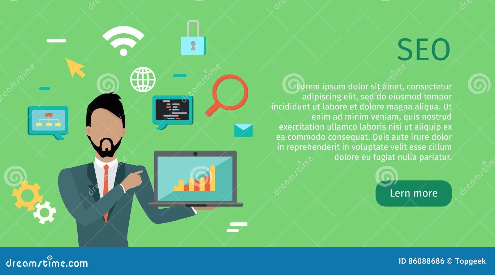 SEO Conceptual Vector Web Banners in Flat Style Stock Vector ...