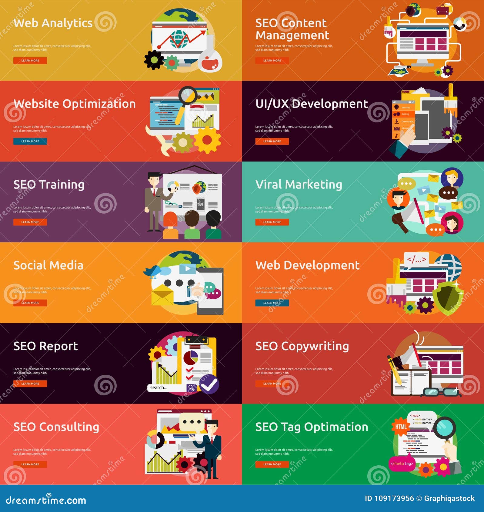 SEO and Development Banner Design Stock Illustration - Illustration of ...