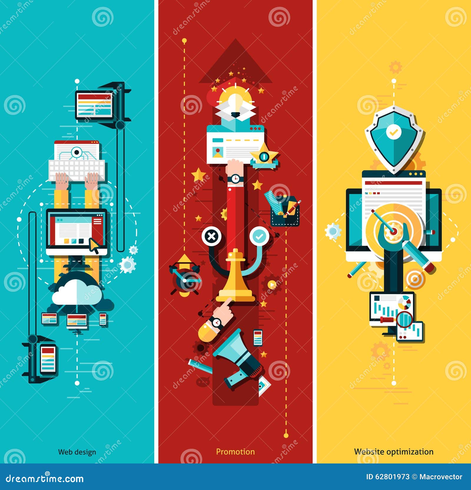 Seo Development Banners stock vector. Illustration of quality - 62801973