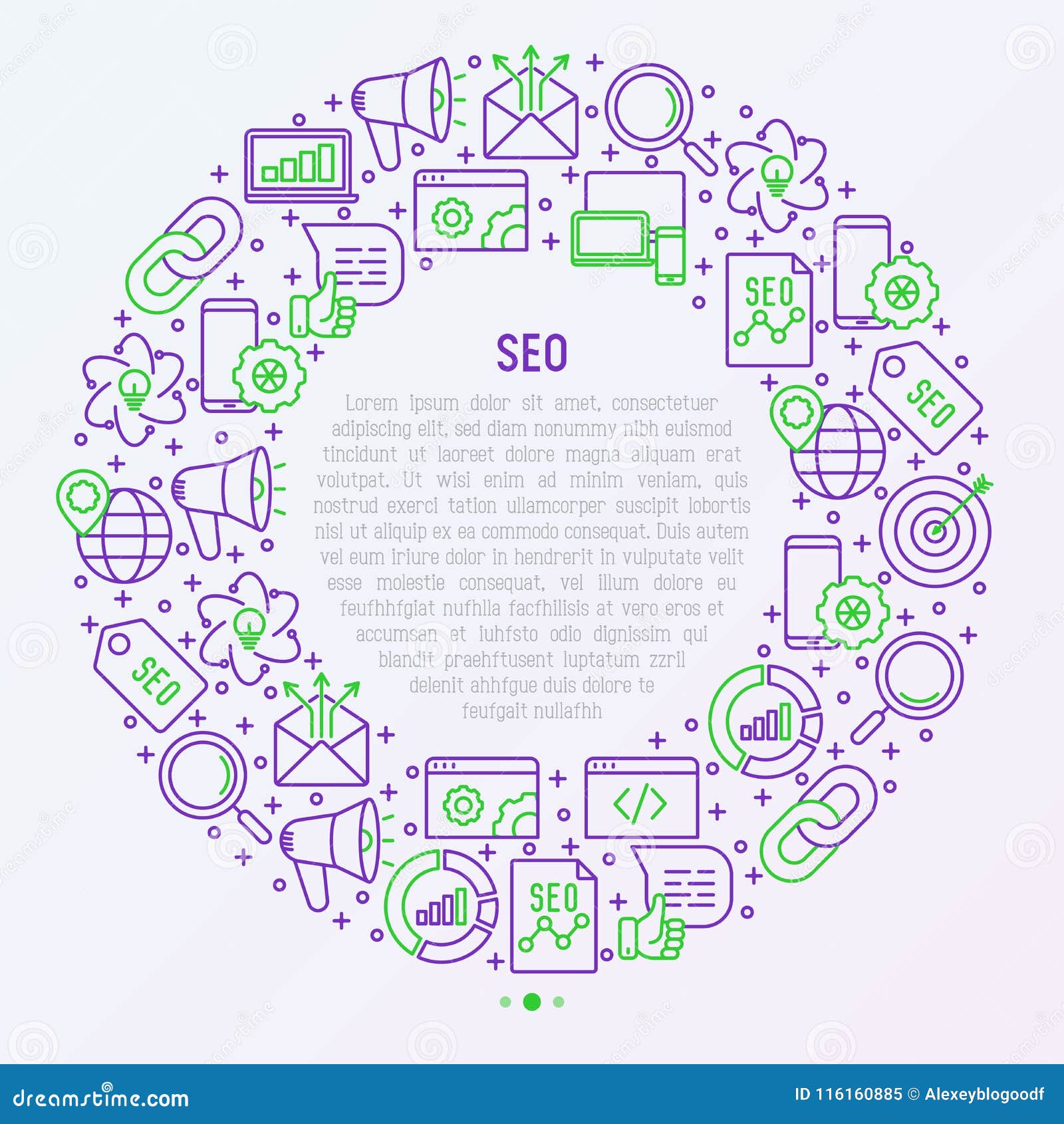 SEO and Development Concept in Circle Stock Vector - Illustration of ...