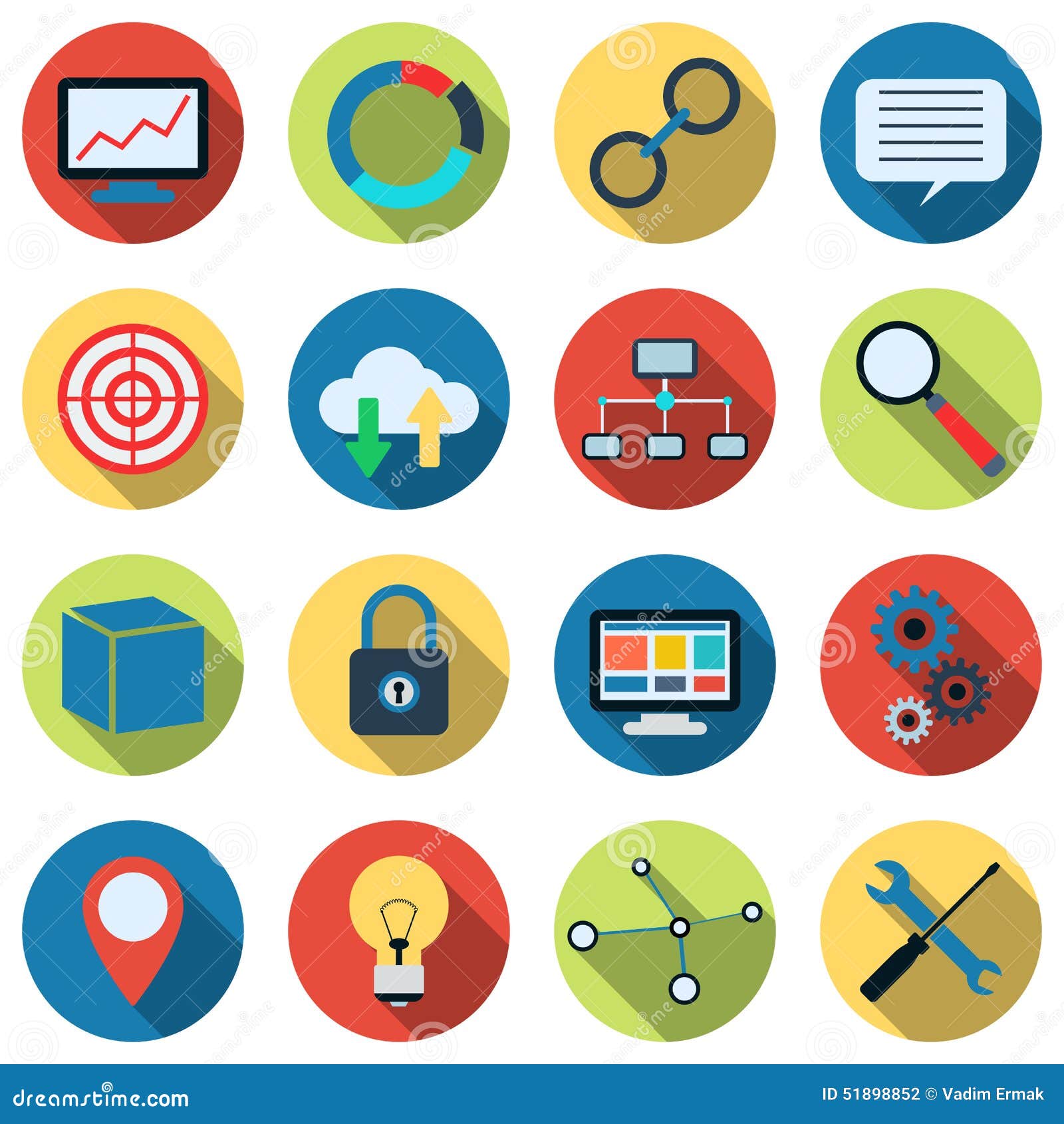 SEO and Development Icon Vector Set Stock Vector - Illustration of link ...