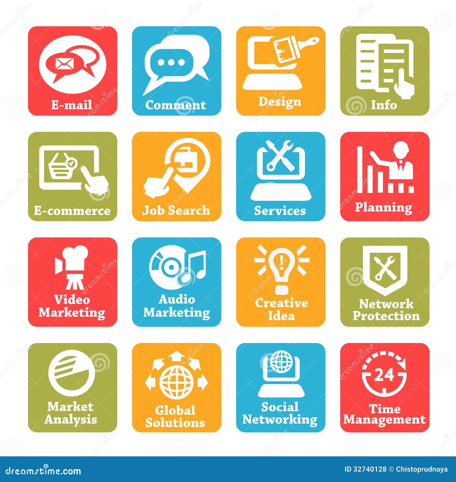 Seo E Iconos Del Servicio De Internet Fijados Ilustración del Vector ...