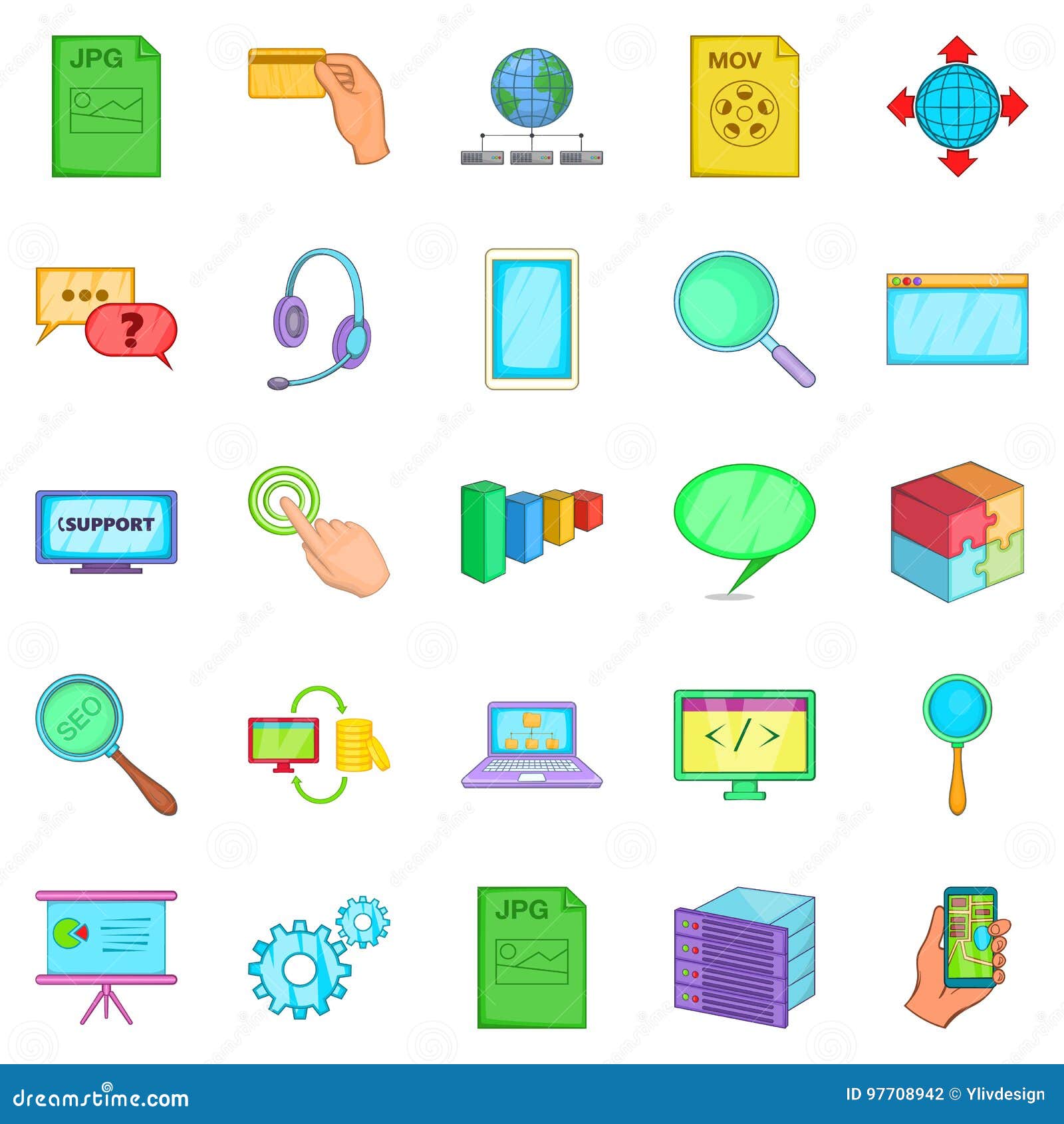 SEO Expert Icons Set, Cartoon Style Stock Vector - Illustration of ...