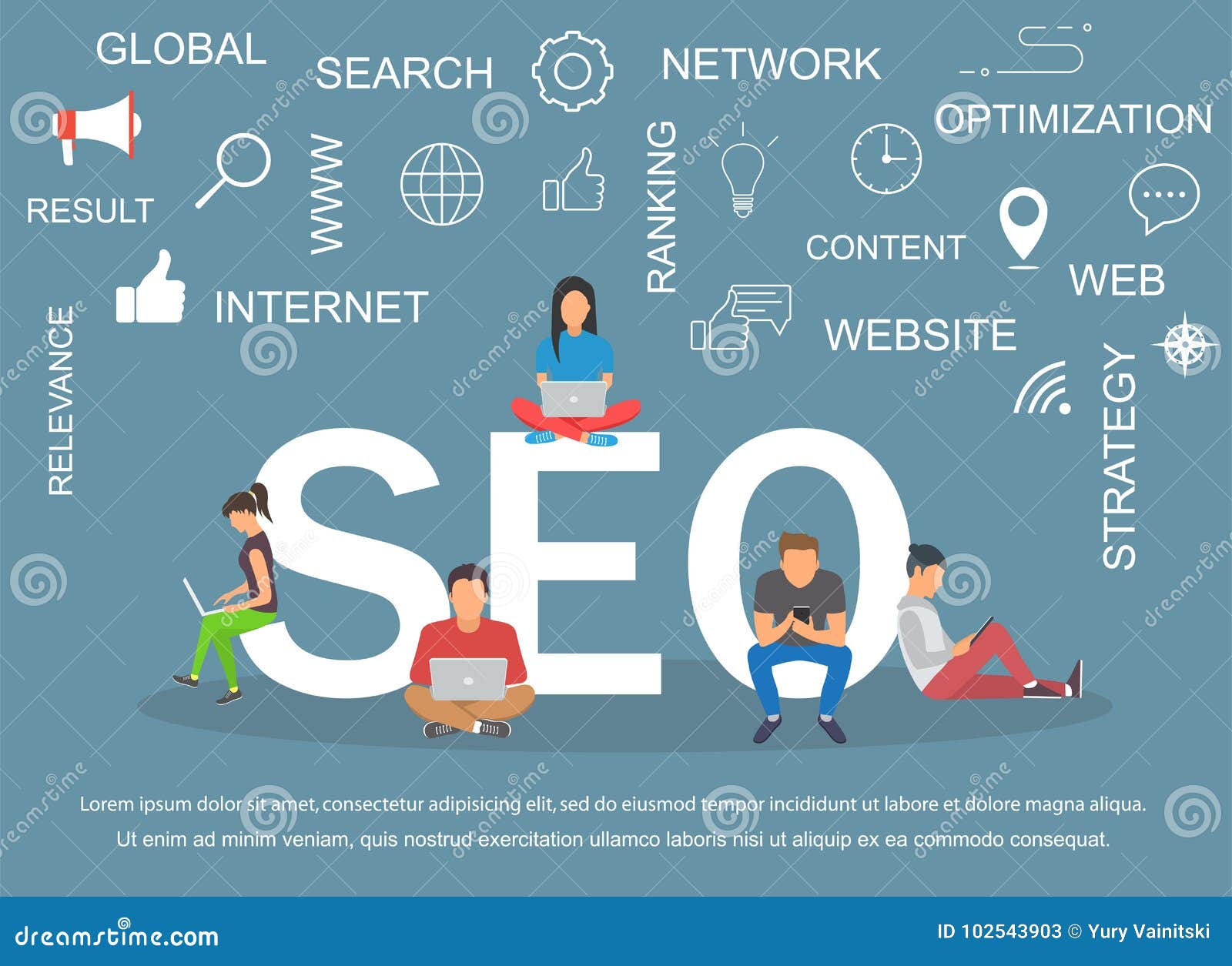 SEO . Flat Modern Design of Young Programmers Coding a New Project ...