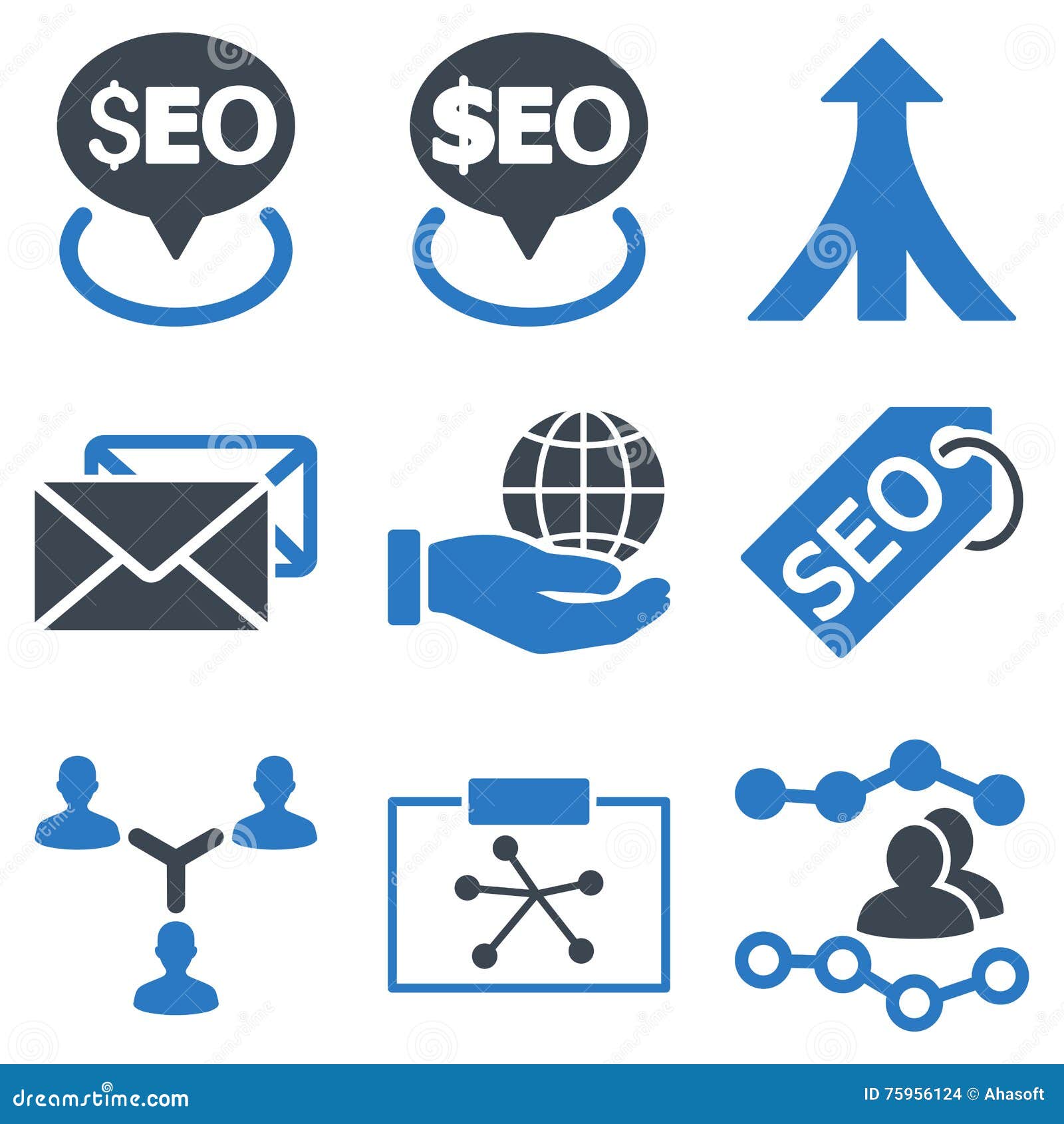 Seo Flat Vector Icons stock vector. Illustration of link - 75956124