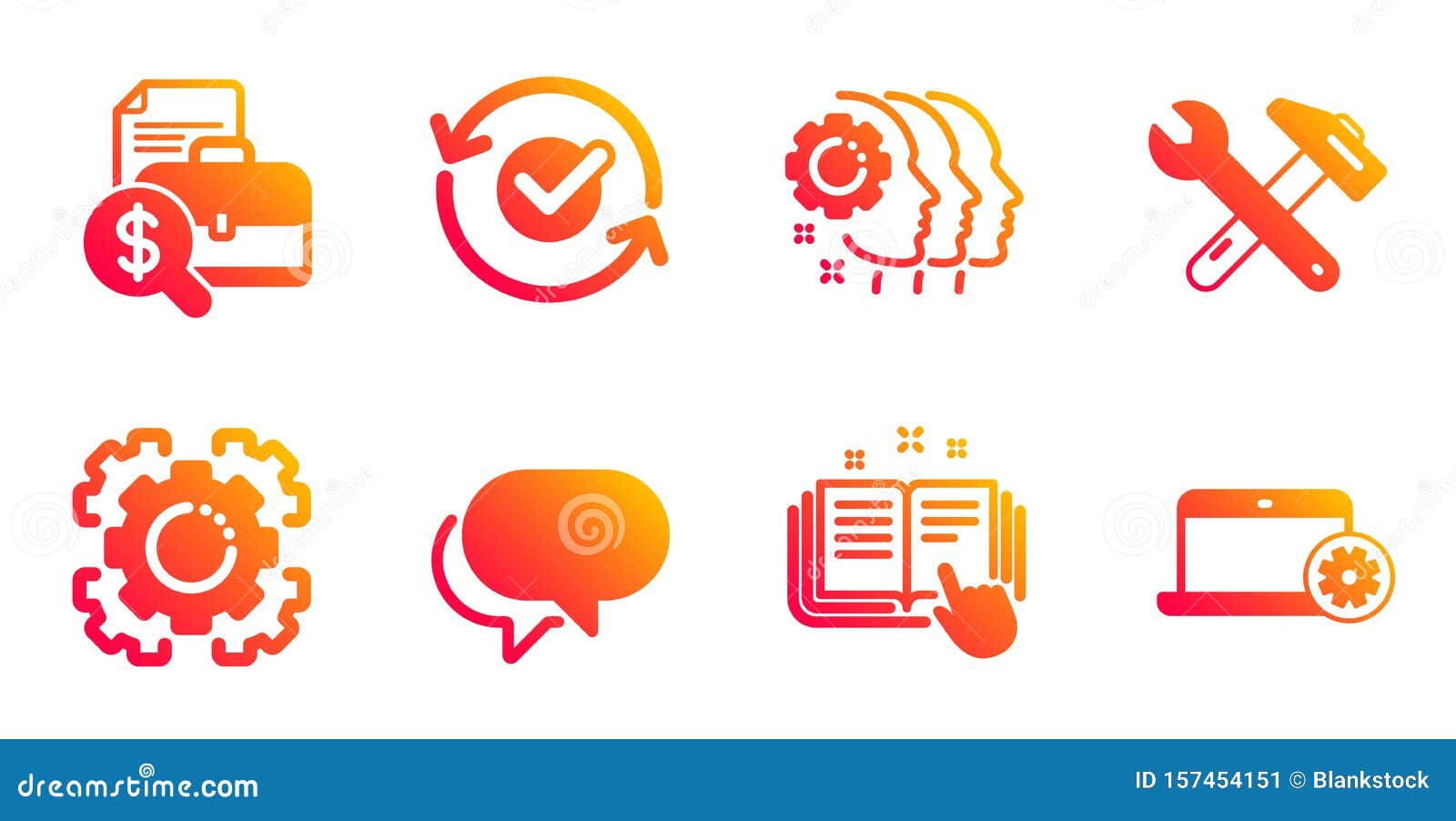 Seo Gear, Technical Documentation and Employees Teamwork Icons Set ...