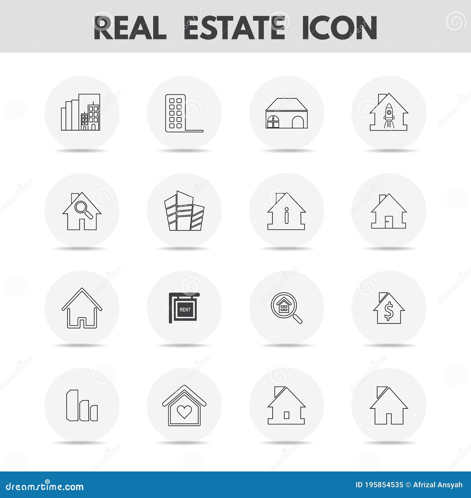 Real Estate Icon Outline for Web Design Stock Vector - Illustration of ...