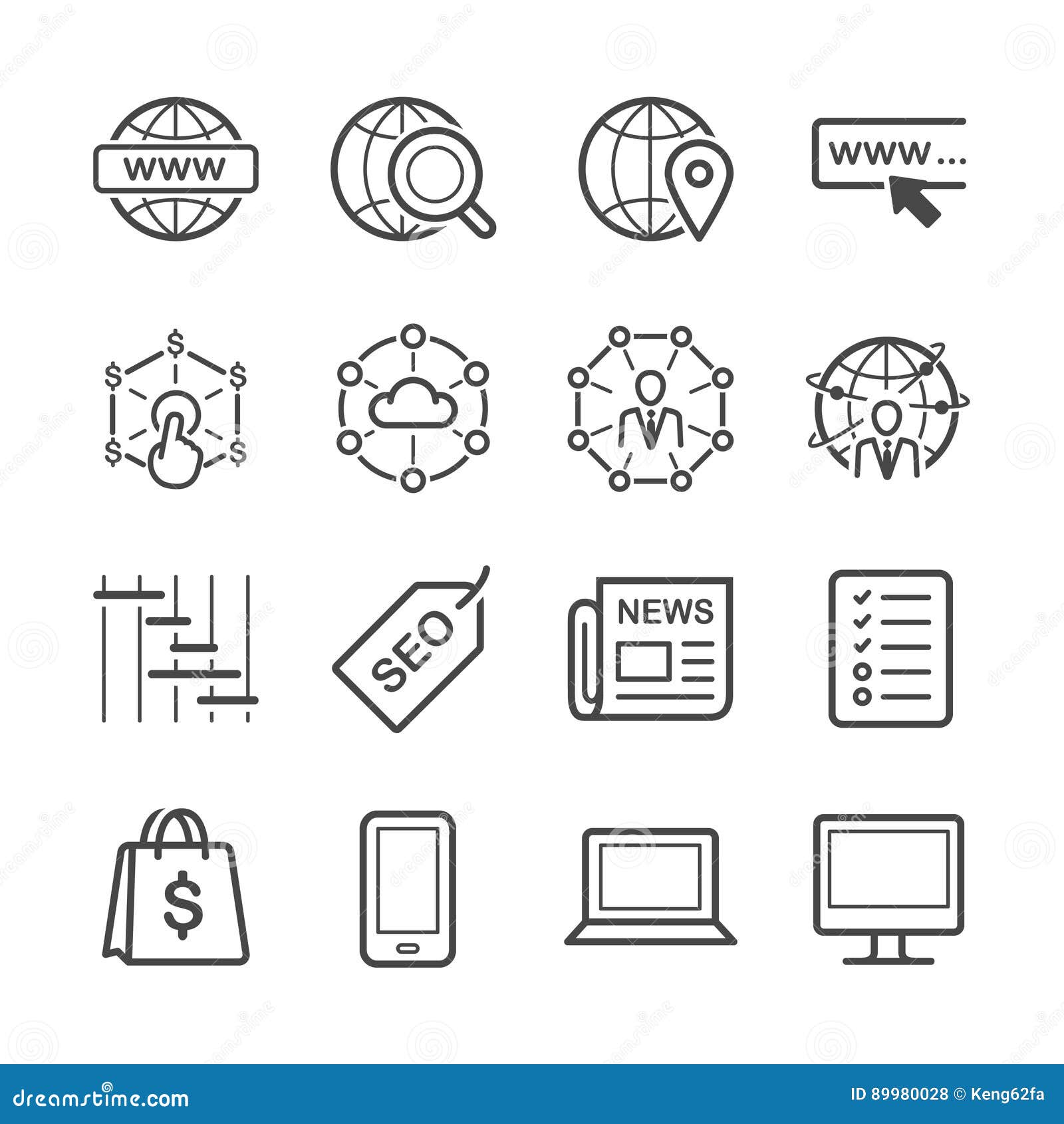 SEO icon set 6 stock vector. Illustration of icons, marketing - 89980028