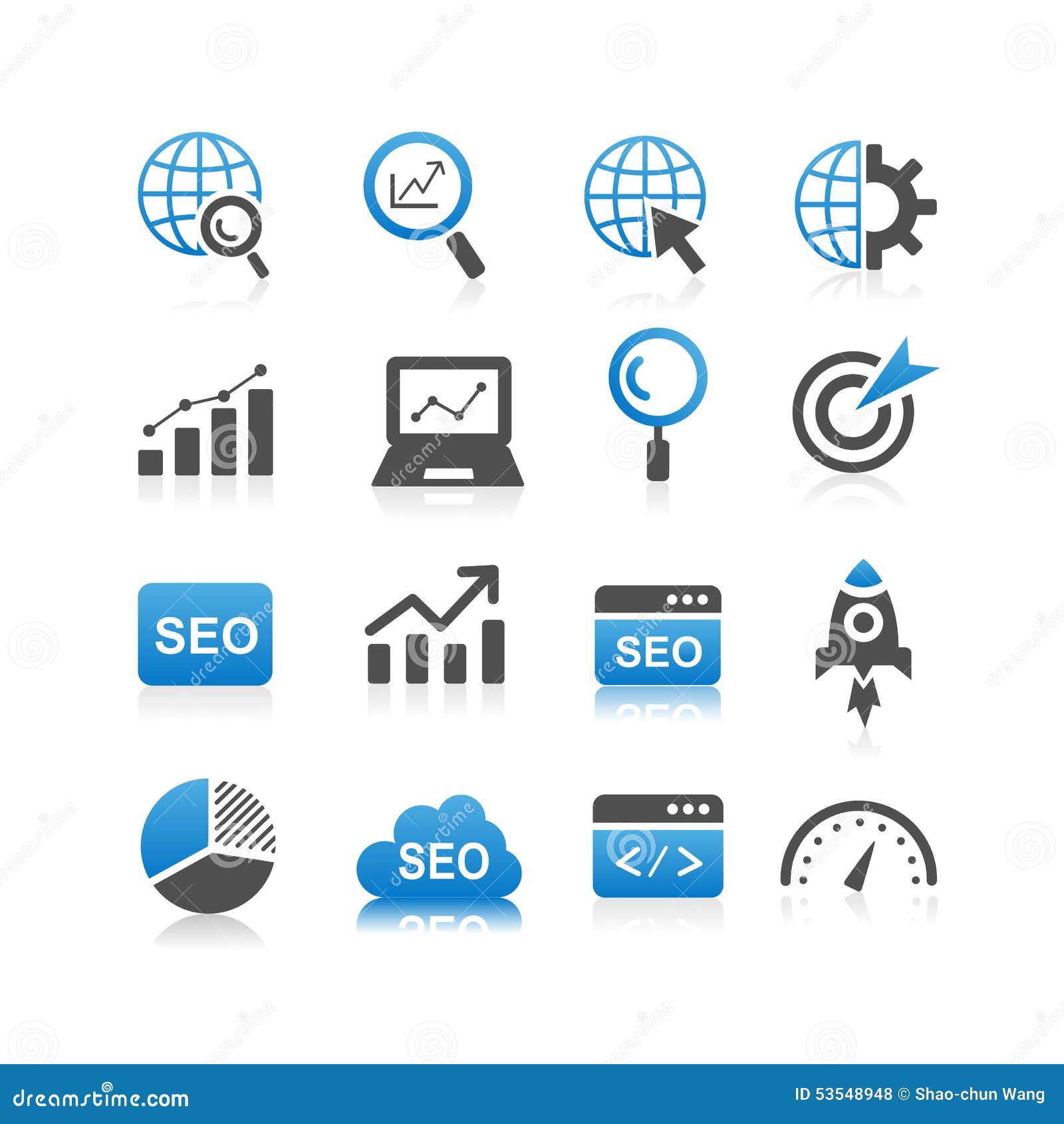 SEO icon set stock vector. Illustration of interface - 53548948