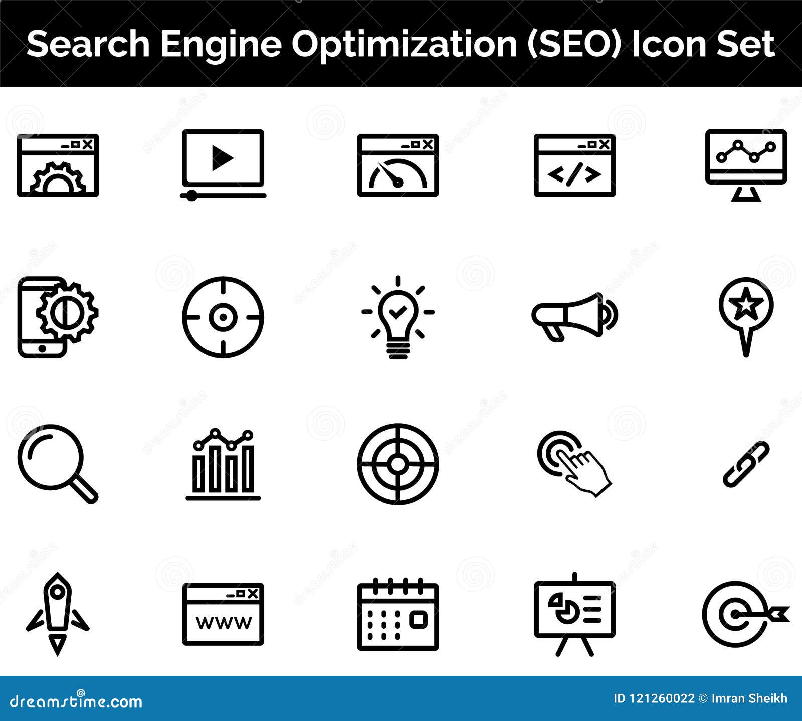 SEO Icon SET Vector Illustration Stock Vector - Illustration of search ...