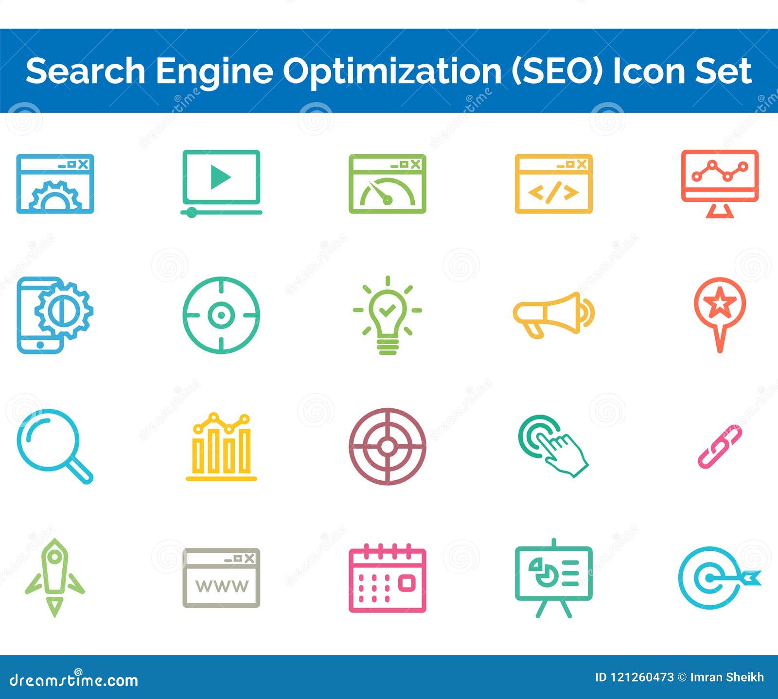 SEO Icon SET Vector Illustration Stock Vector - Illustration of icon ...