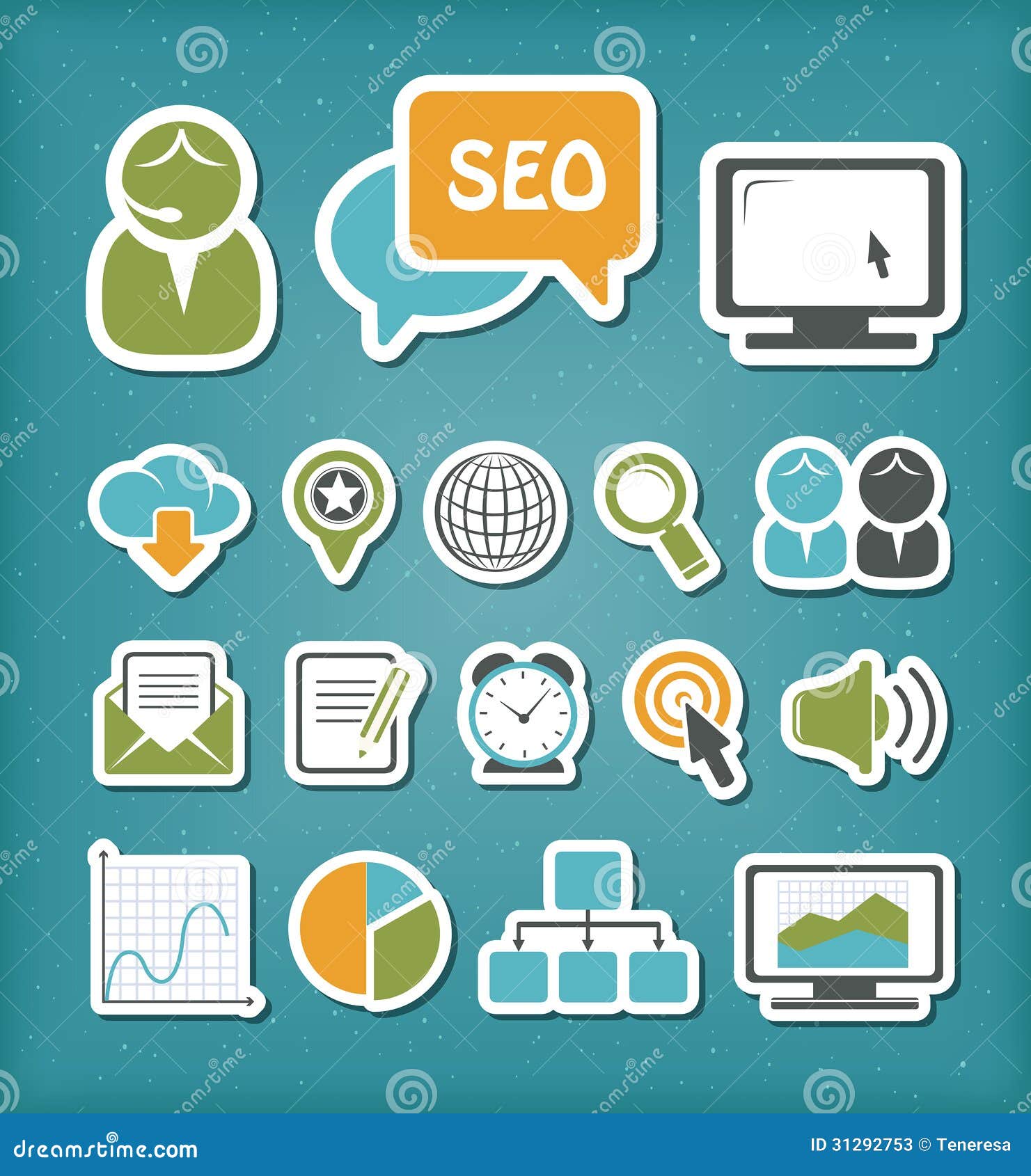 SEO icons set stock vector. Illustration of link, internet - 31292753