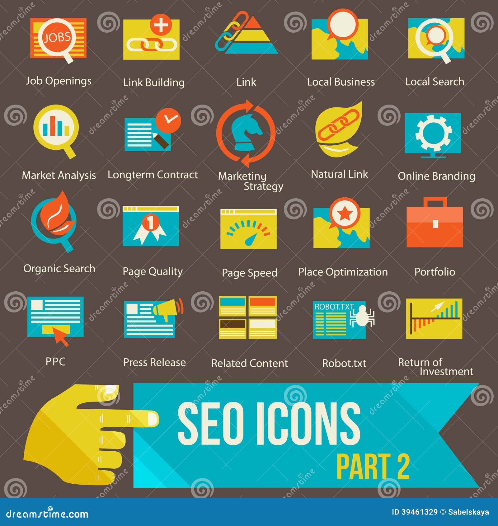 SEO icons set part 2 stock vector. Illustration of contract - 39461329