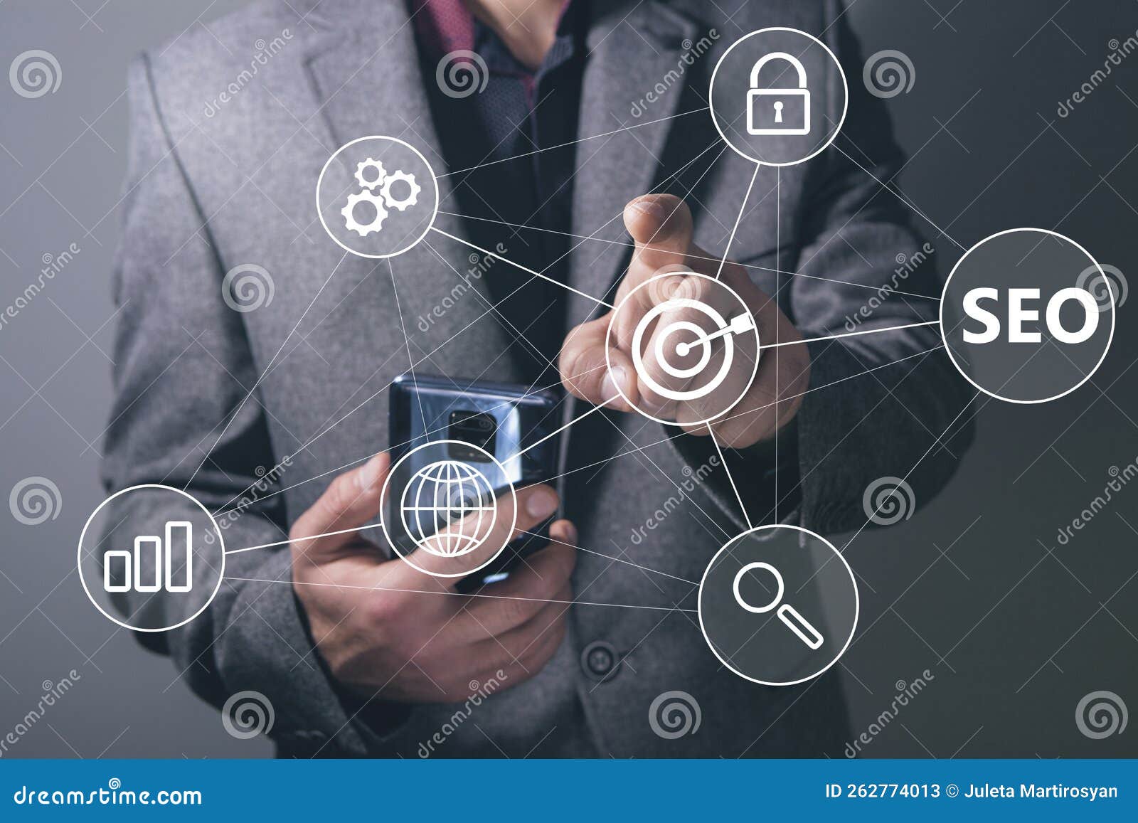 SEO and Icons on Virtual Screen Stock Image - Image of technology ...