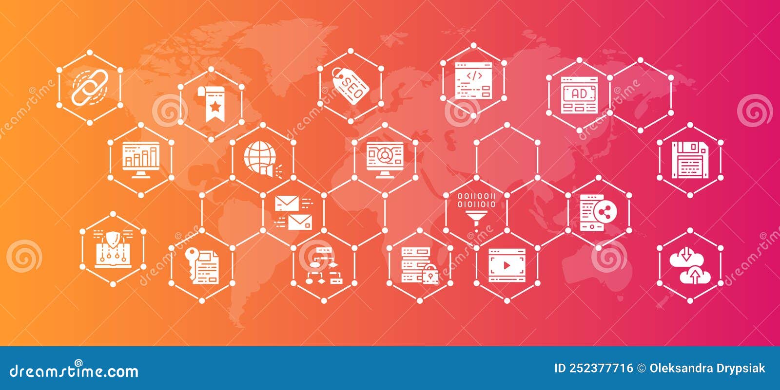 SEO Illustration Design Template. Bookmark, Hosting, Hyperlink ...