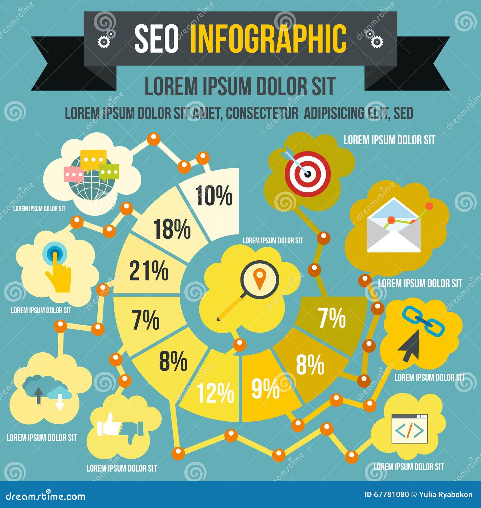 Seo Infographic, Flat Style Stock Vector - Illustration of optimization ...