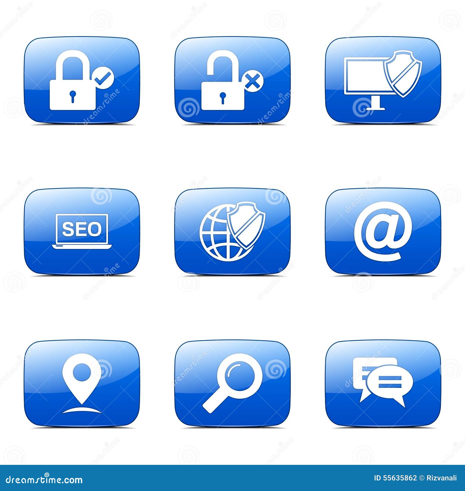 SEO Internet Sign Square Vector Blue Icon Design Stock Vector ...