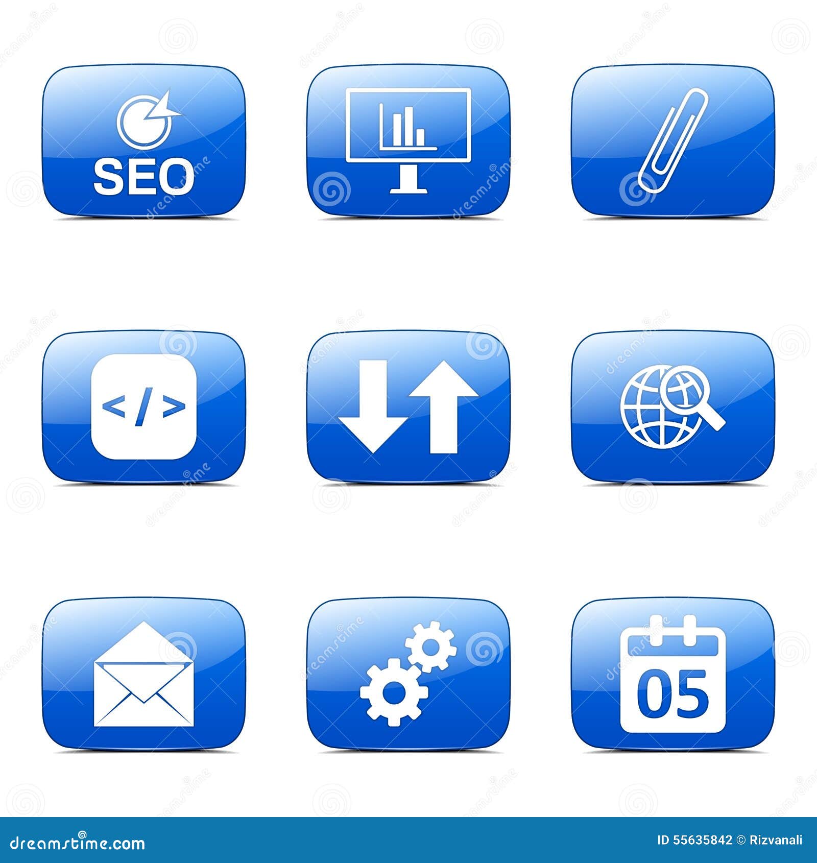 SEO Internet Sign Square Vector Blue Icon Set 6 Stock Vector ...