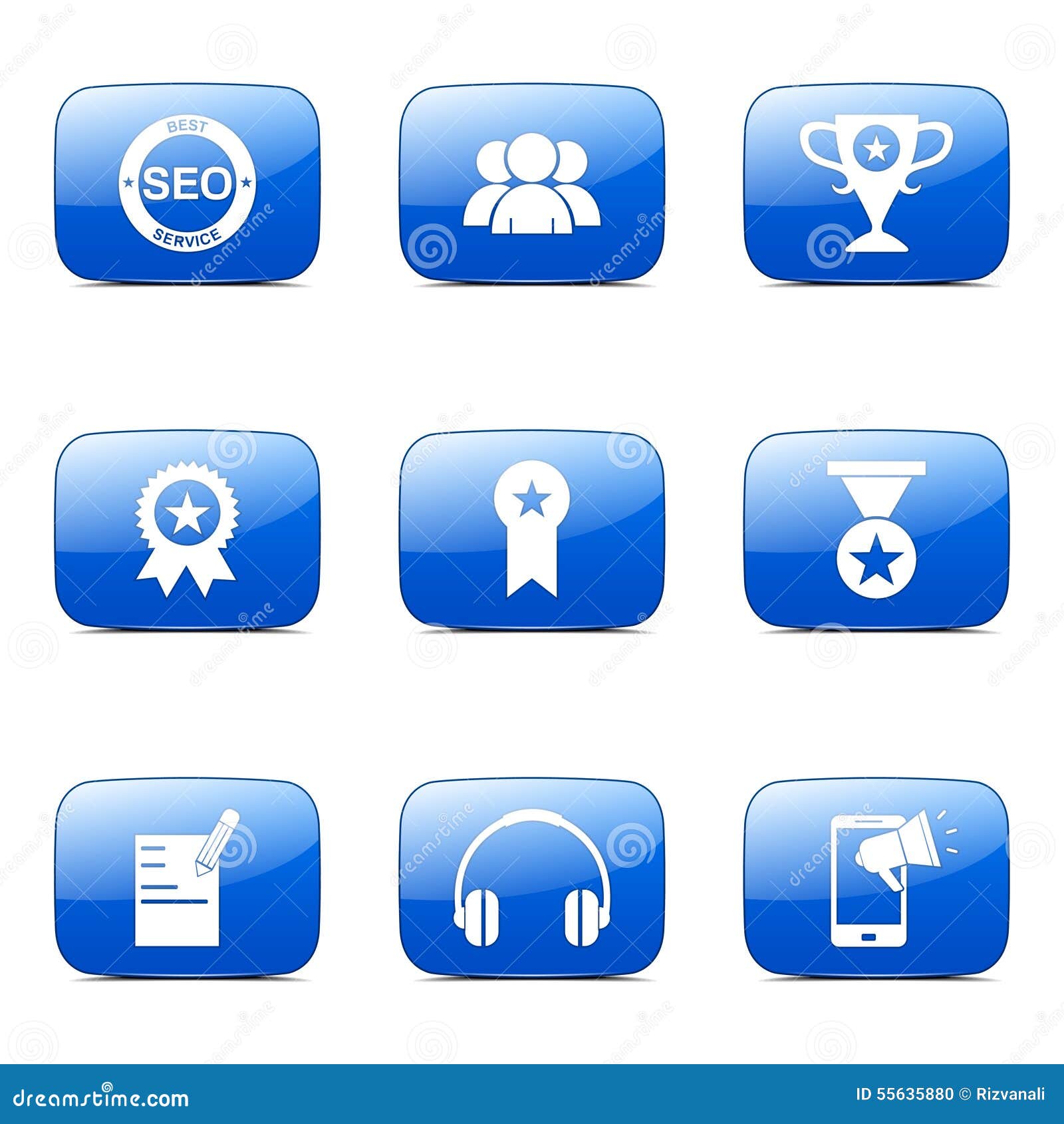 SEO Internet Sign Square Vector Blue Icon Set 9 Stock Vector ...