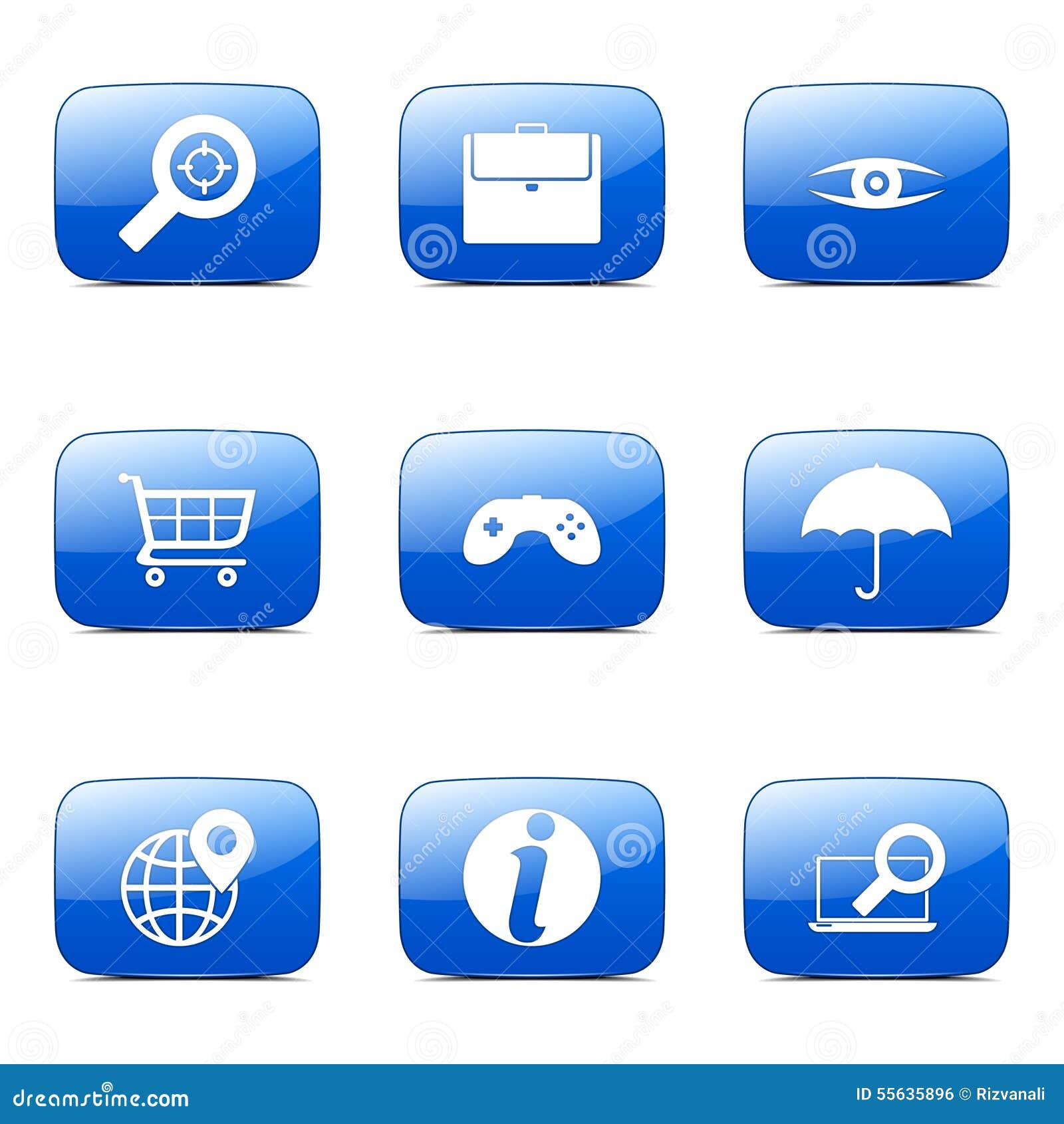 SEO Internet Sign Square Vector Blue Icon Set 10 Stock Vector ...