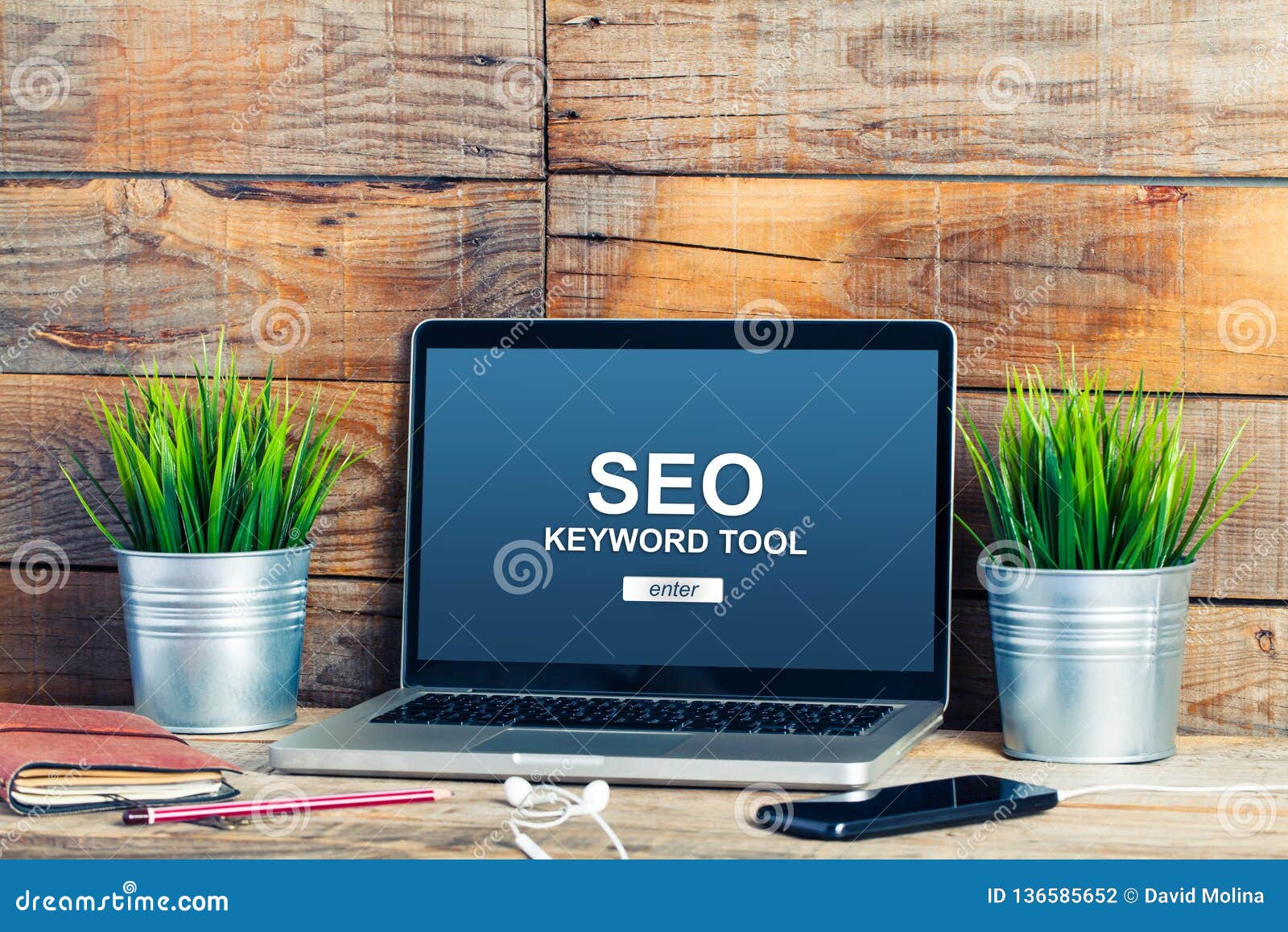 Laptop Computer with SEO Positioning Service in the Screen. Stock Photo ...