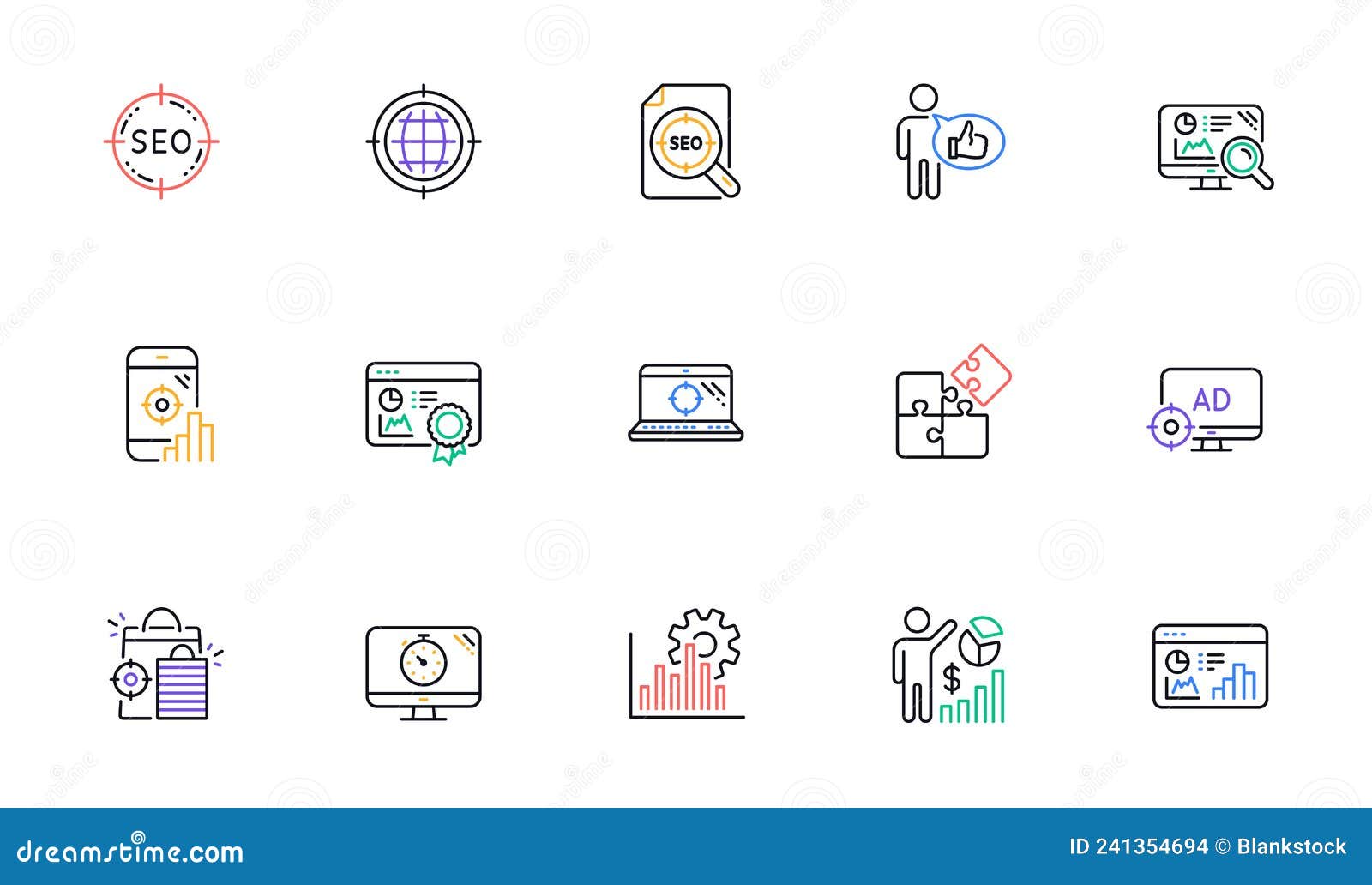 Seo Line Icons. Increase Sales, Business Strategy and Search ...