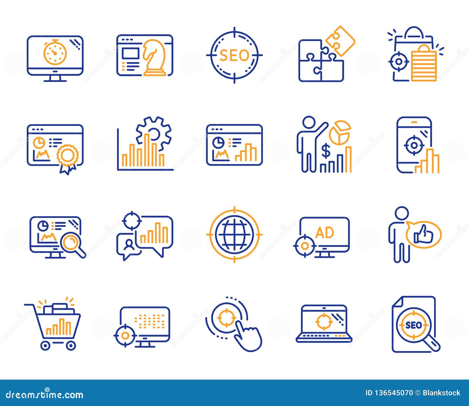 Seo Line Icons. Set of Increase Sales, Business Strategy and Website ...