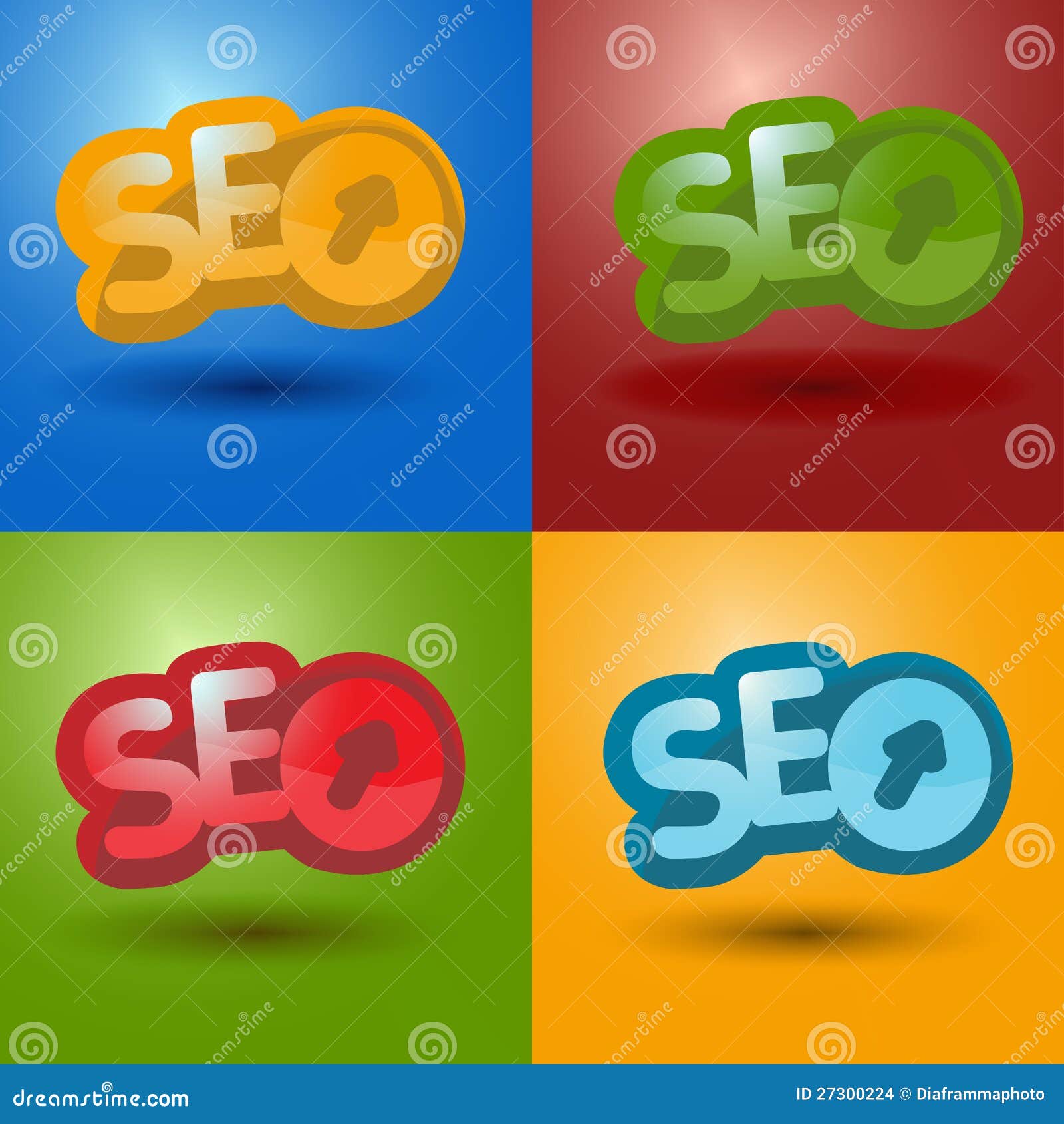 SEO Logo in 4 Different Color Stock Vector - Illustration of badge ...