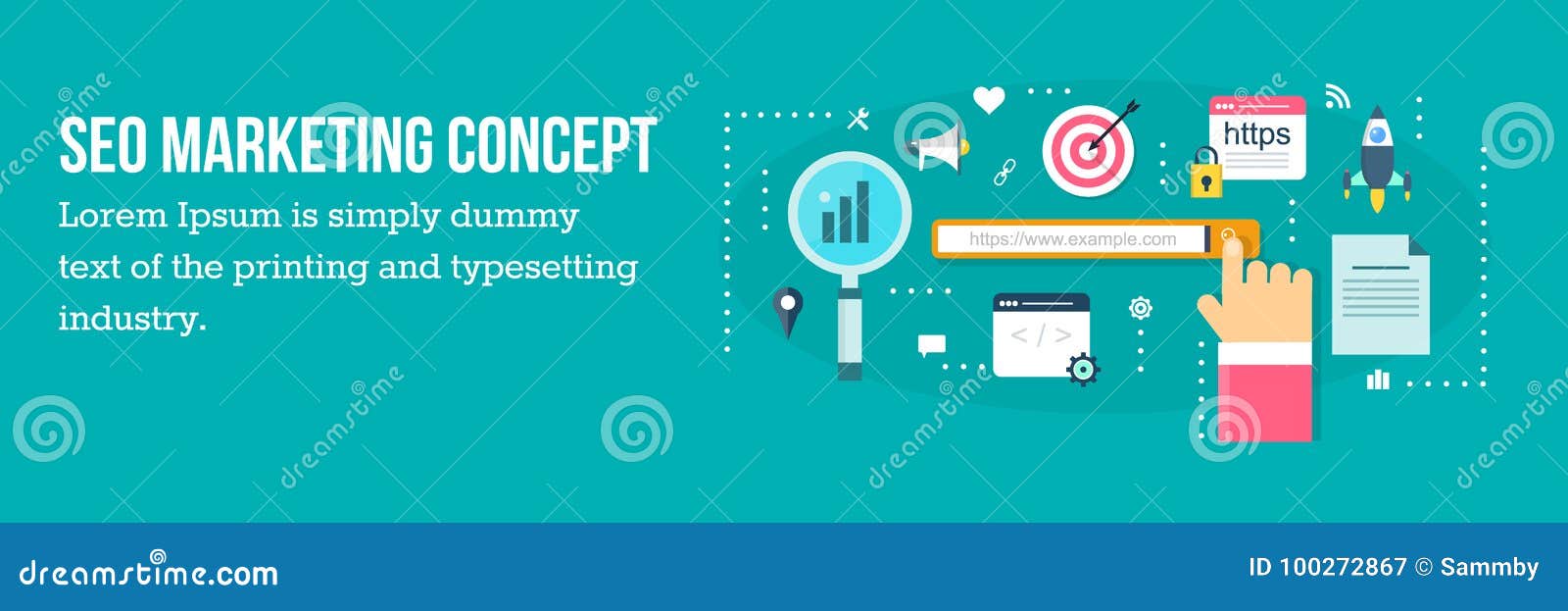 Seo Marketing Concept. Flat Design Illustration. Stock Vector ...