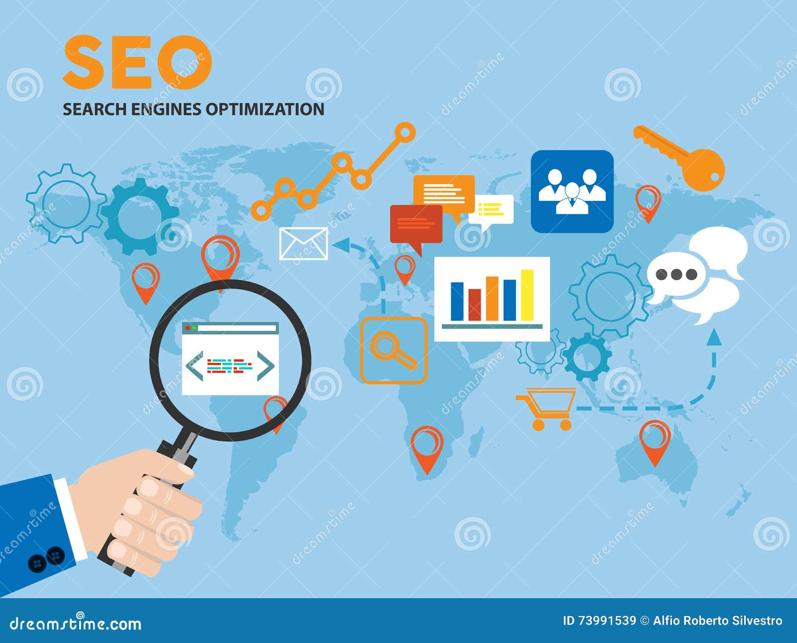 Seo stock illustration. Illustration of communication - 73991539