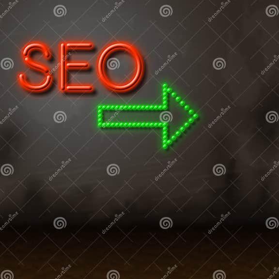 Seo Neon Represents Glow Search and Engine Stock Illustration ...