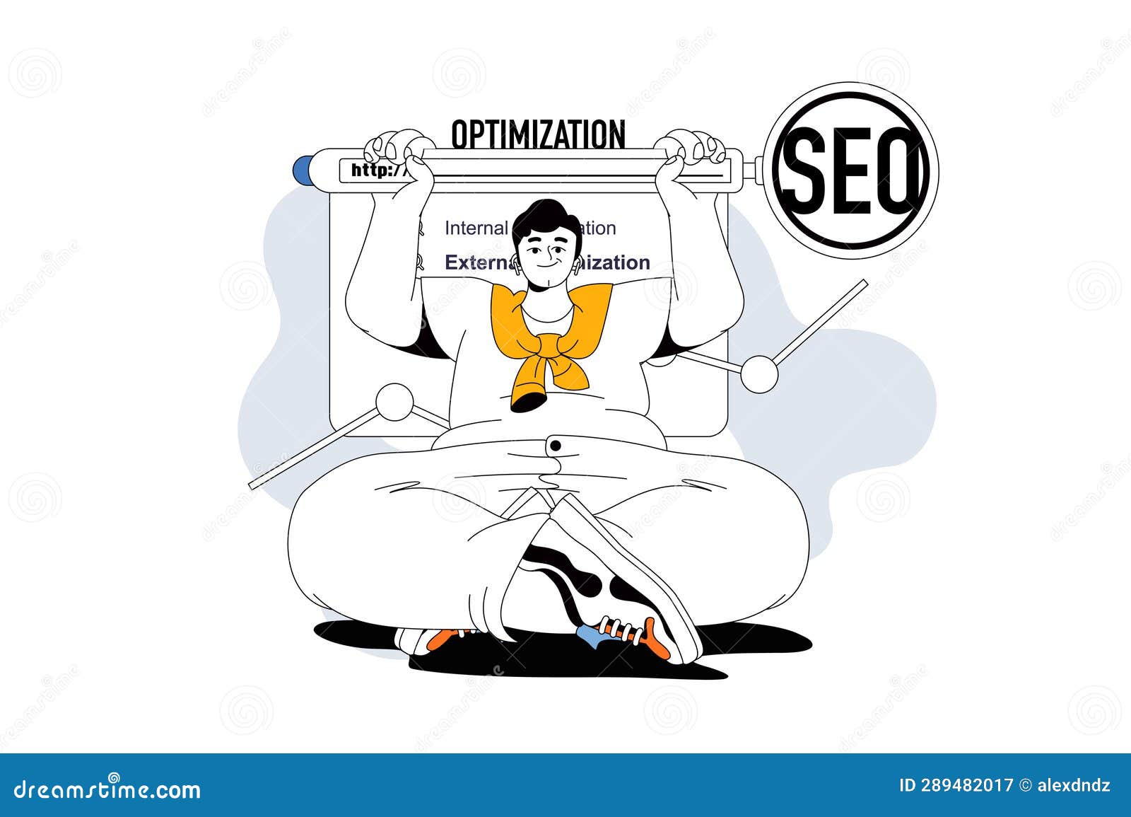 Seo Optimization Concept with People Scene in Flat Line Design for Web ...