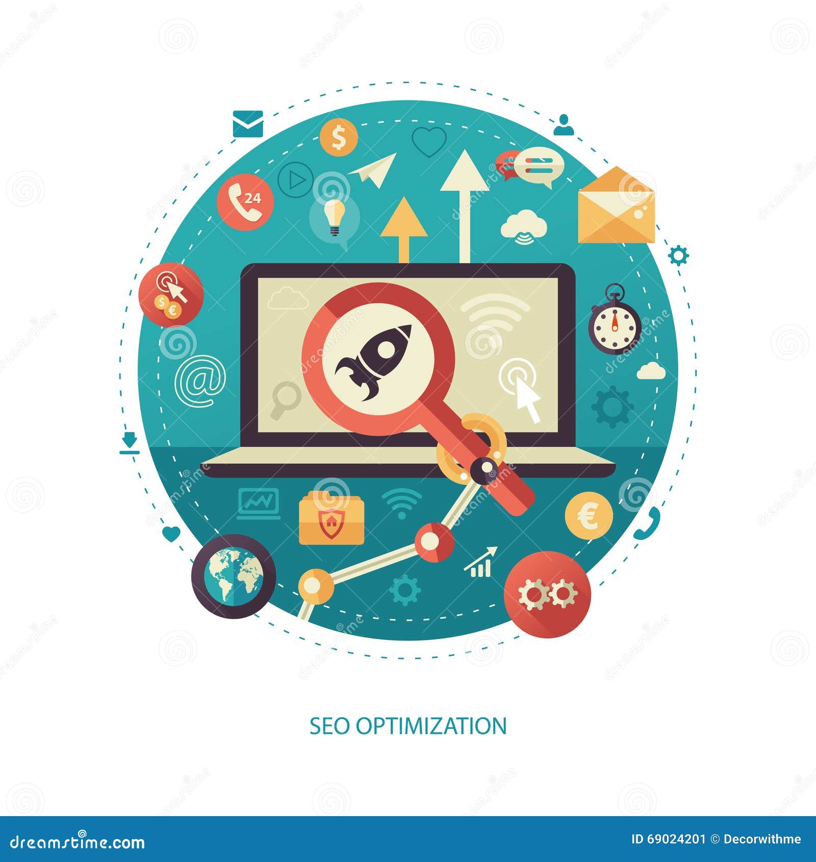 SEO Optimization Flat Design Business, Start Up Infographics ...