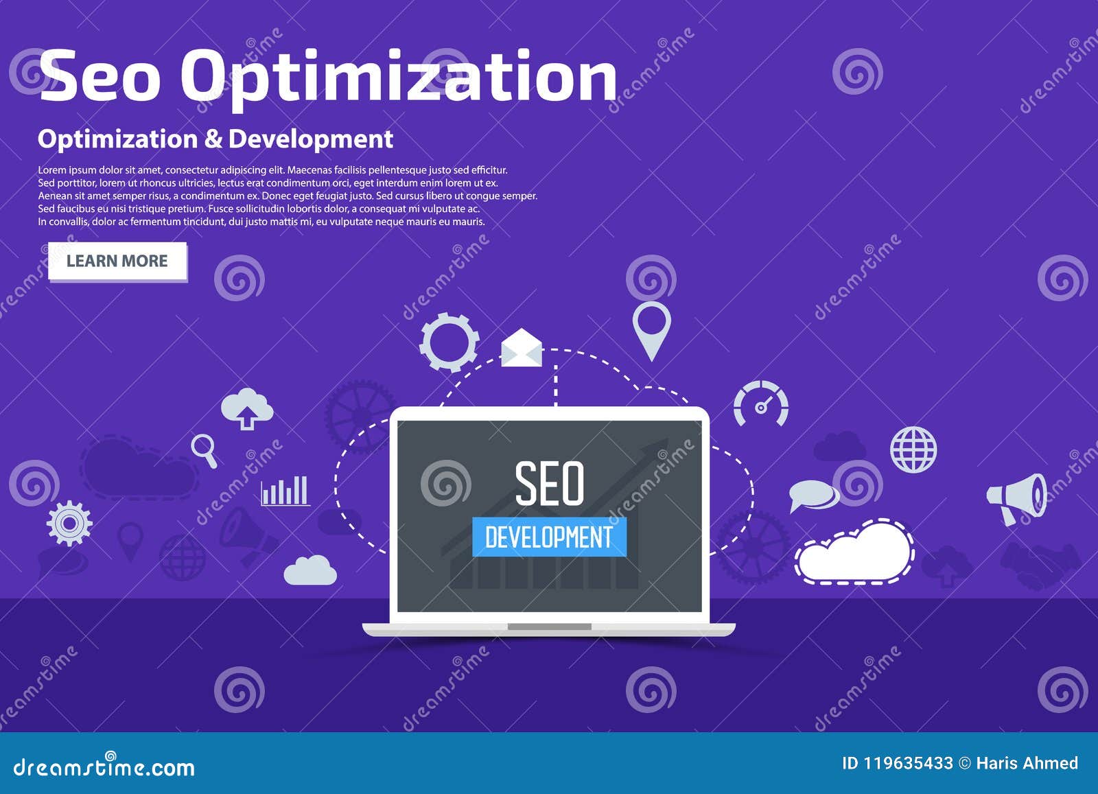 SEO Optimization Flat Icons Banner Template Concept Stock Vector ...