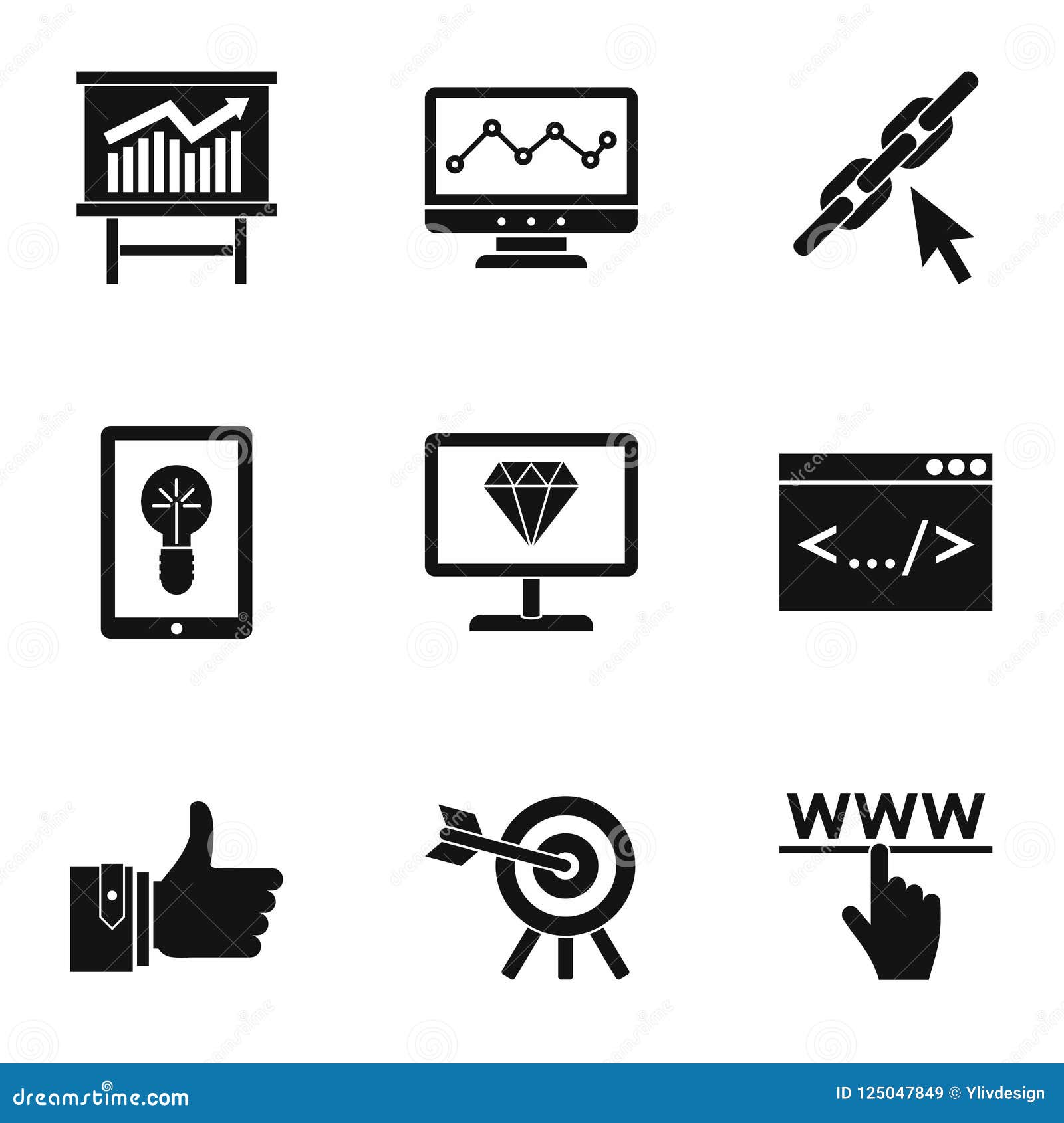 SEO Optimization Icons Set, Simple Style Stock Illustration ...