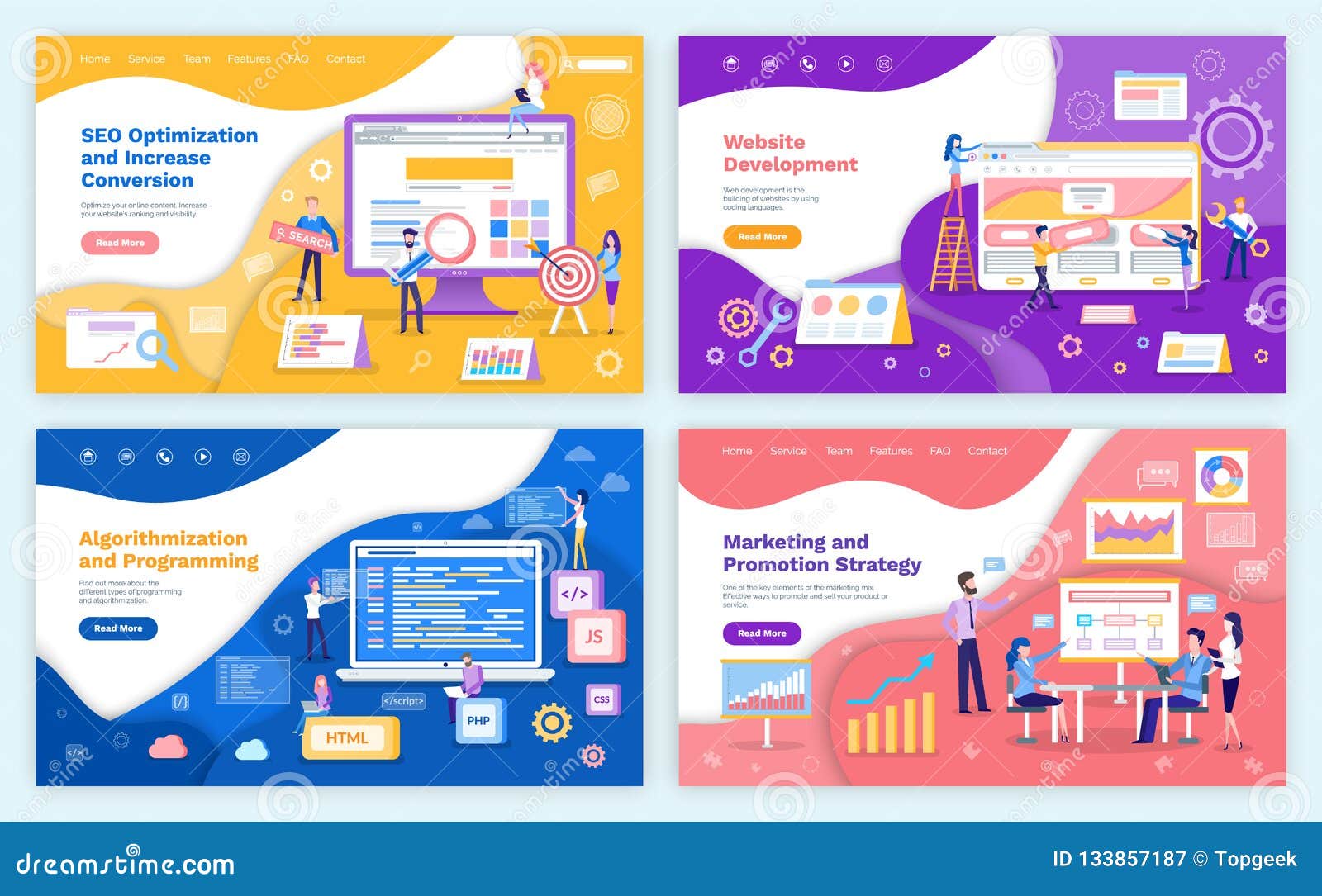 SEO Optimization Increase Conversion Set Vector Stock Vector ...