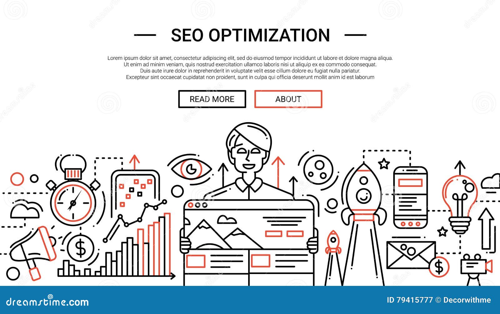 SEO Optimization - Line Design Website Banner Temlate Stock Vector ...