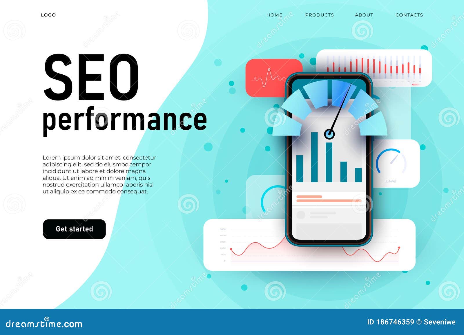 SEO Performance, Website Optimization Landing Page Concept with ...