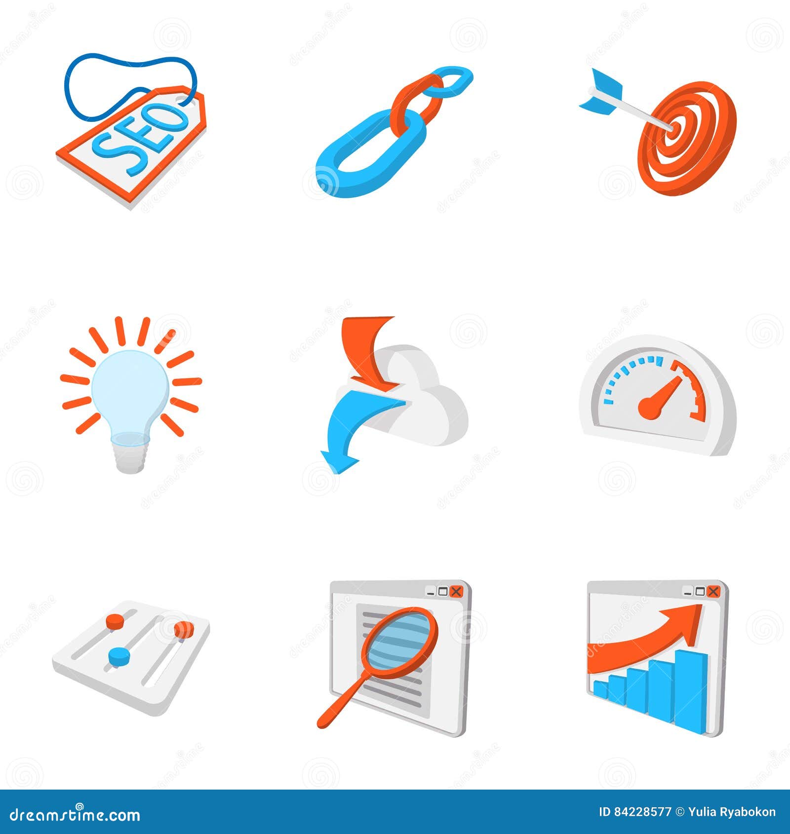 SEO Promotion Icons Set, Cartoon Style Stock Vector - Illustration of ...