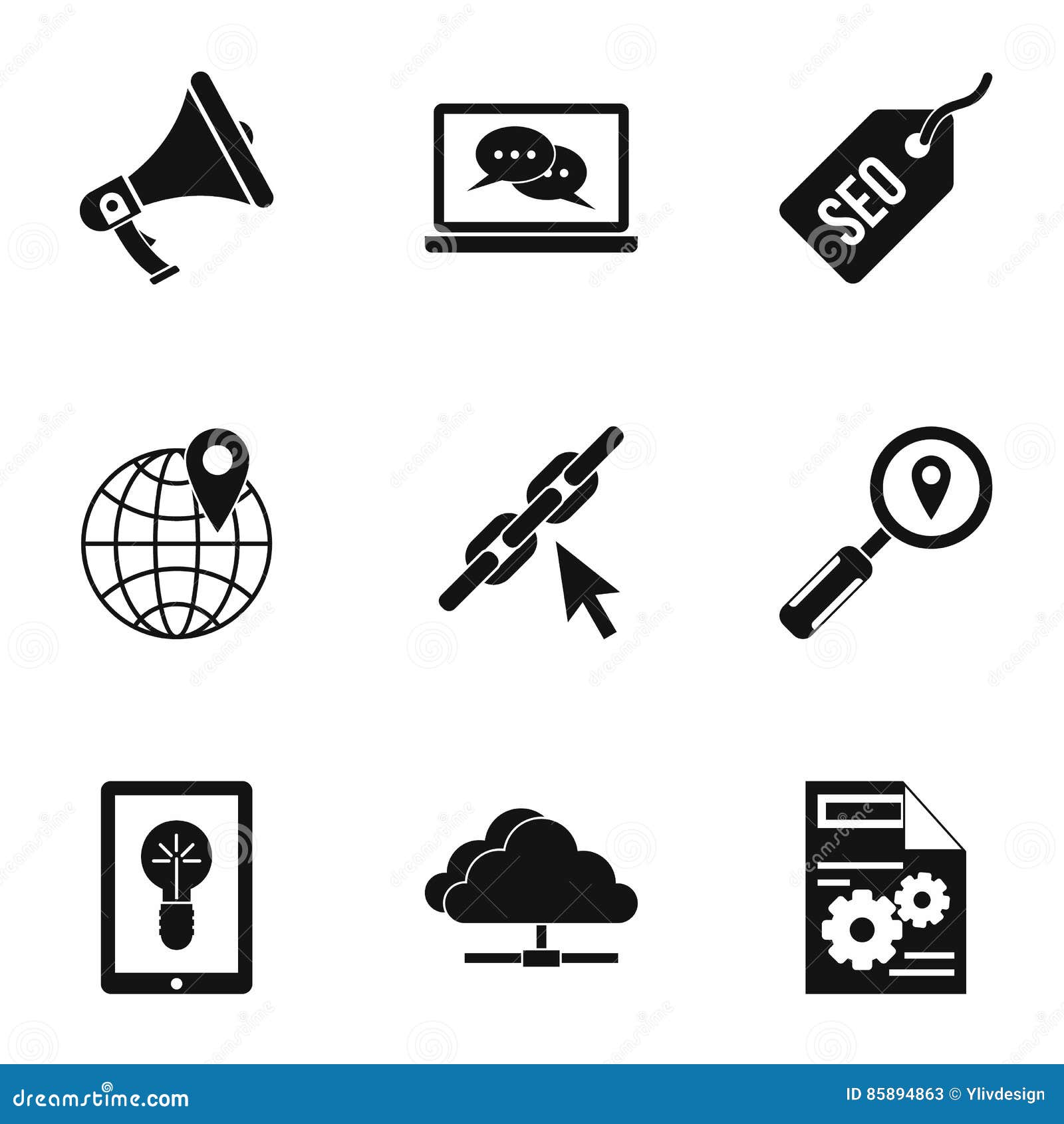 SEO Promotion Icons Set, Simple Style Stock Vector - Illustration of ...
