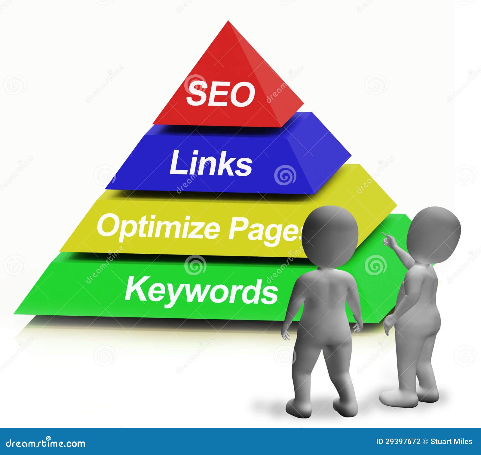 SEO Pyramid Showing the Use of Keywords Links and Optimizing Stock ...
