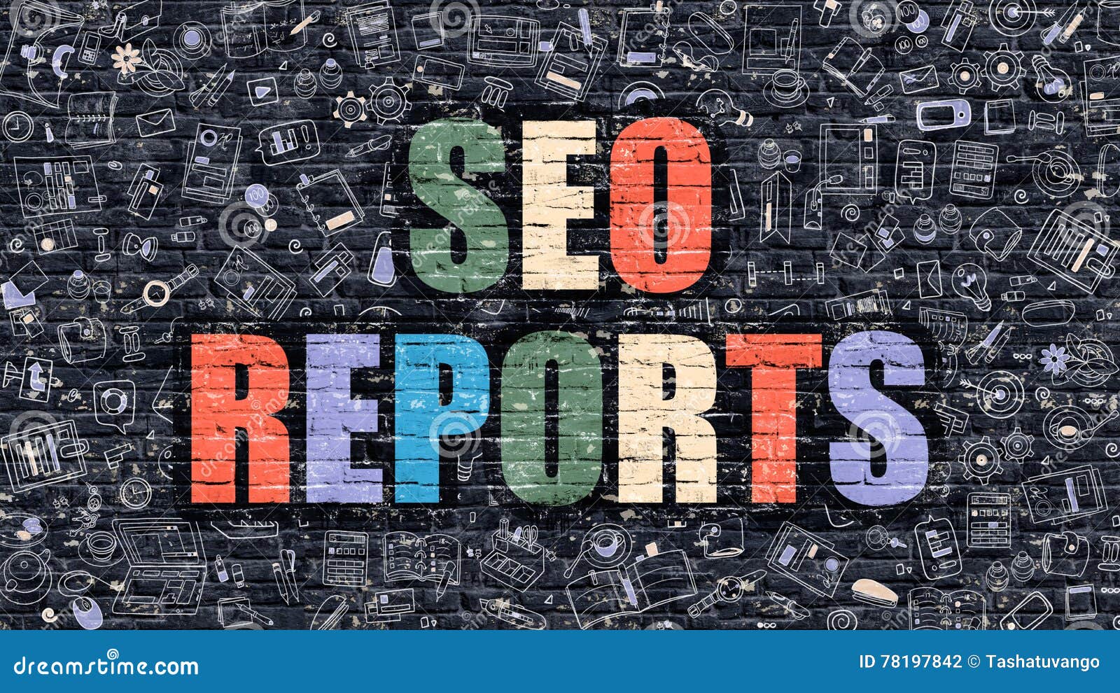 SEO Reports in Multicolor. Doodle Design. Stock Illustration ...