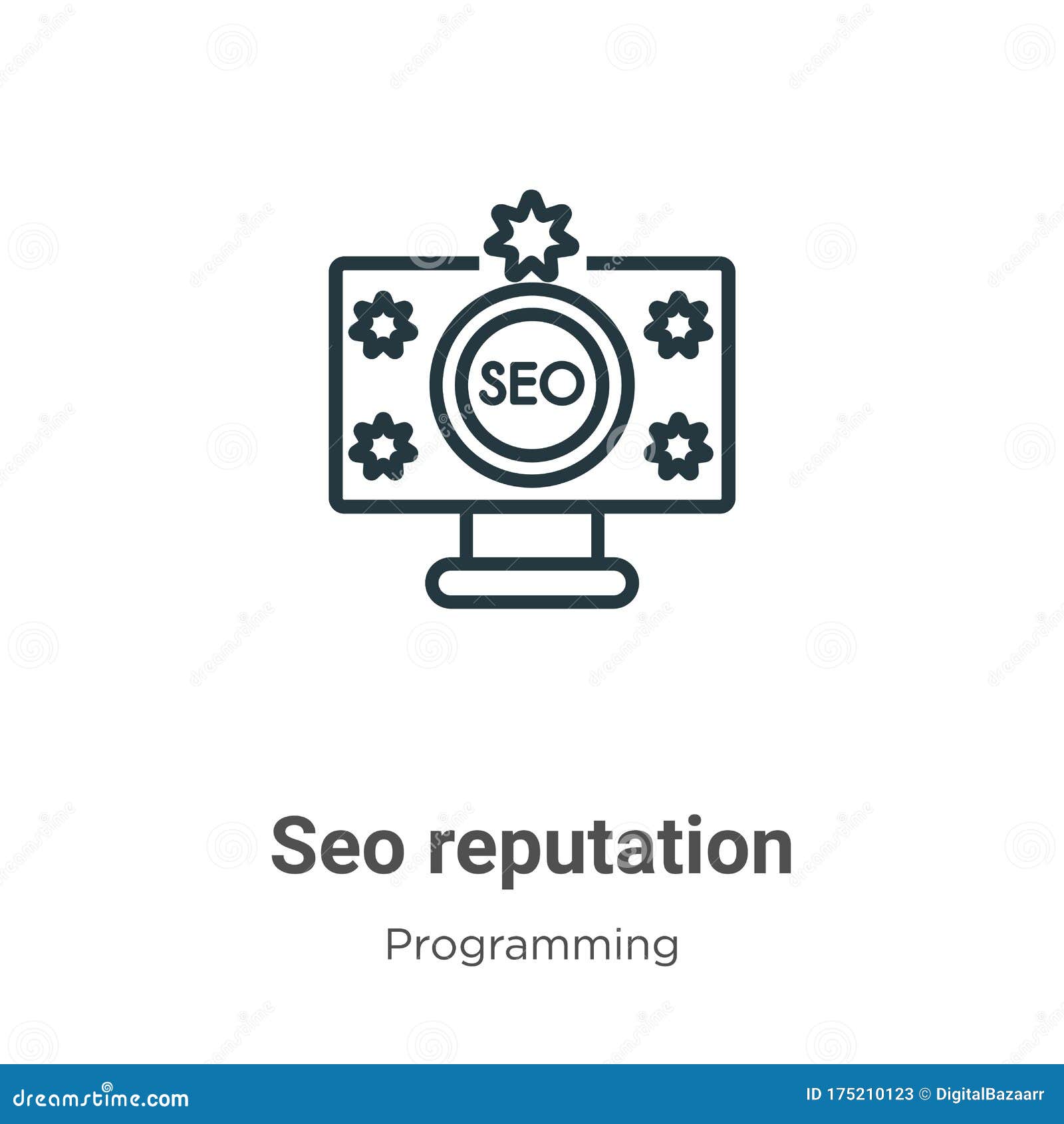 Seo Reputation Outline Vector Icon. Thin Line Black Seo Reputation Icon ...
