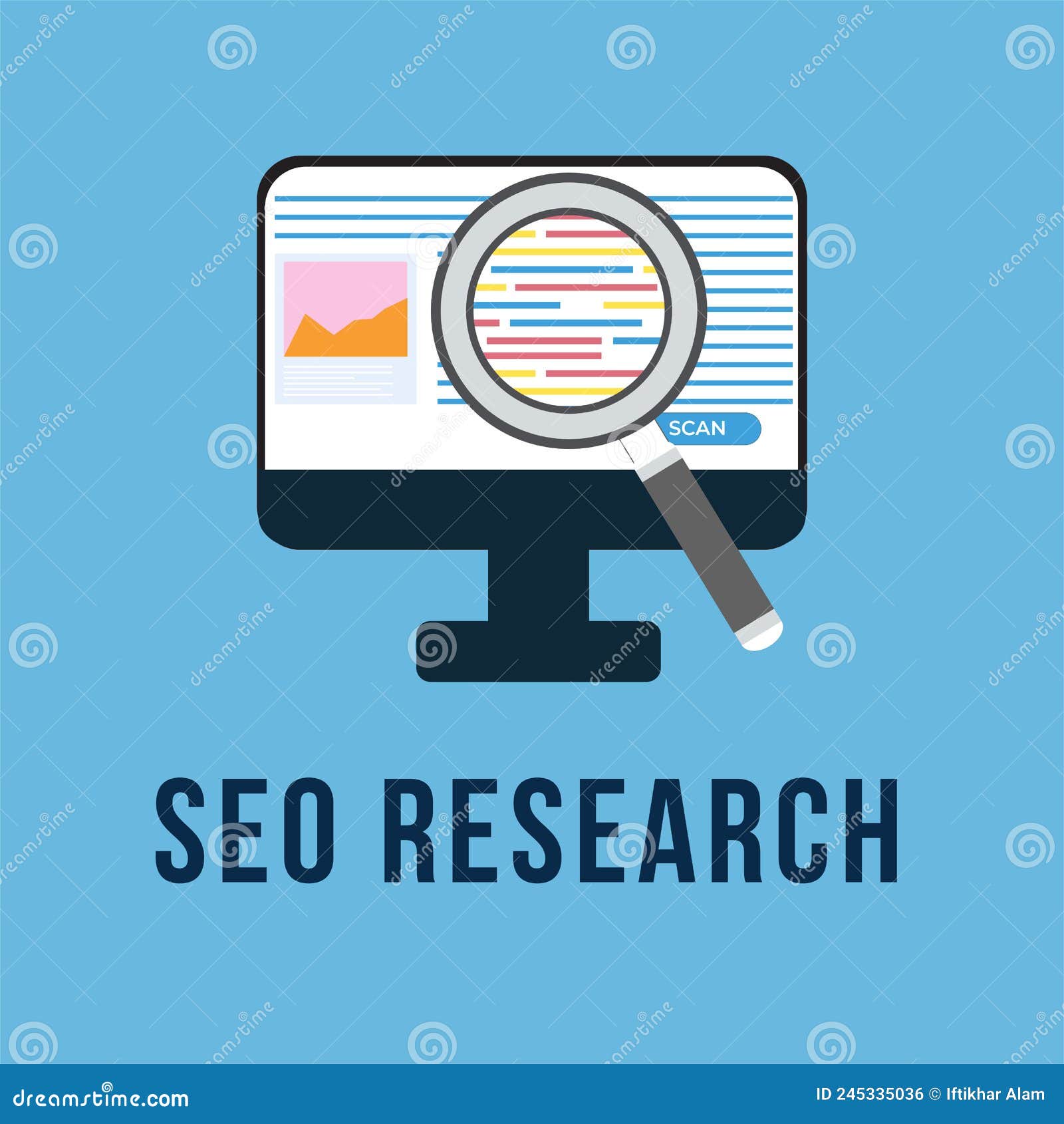 SEO Research Concept with a Magnifying Glass. Researching SEO from a ...