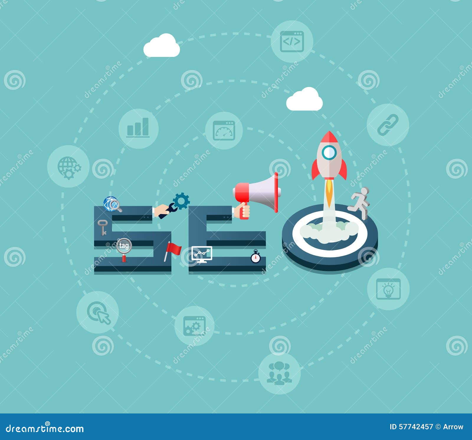 SEO Search Engine Optimization Concept Background Stock Illustration ...