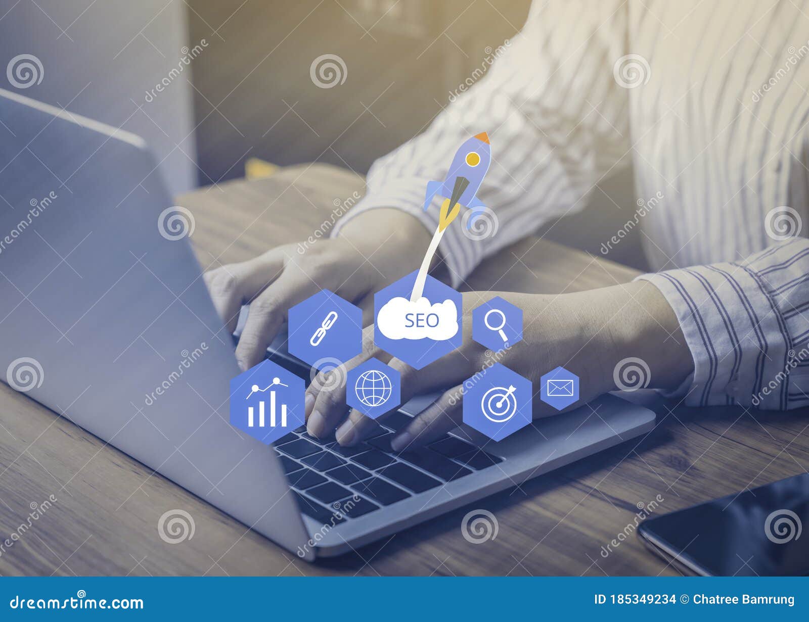 SEO Search Engine Optimization Concept with Laptop Computer. Stock ...