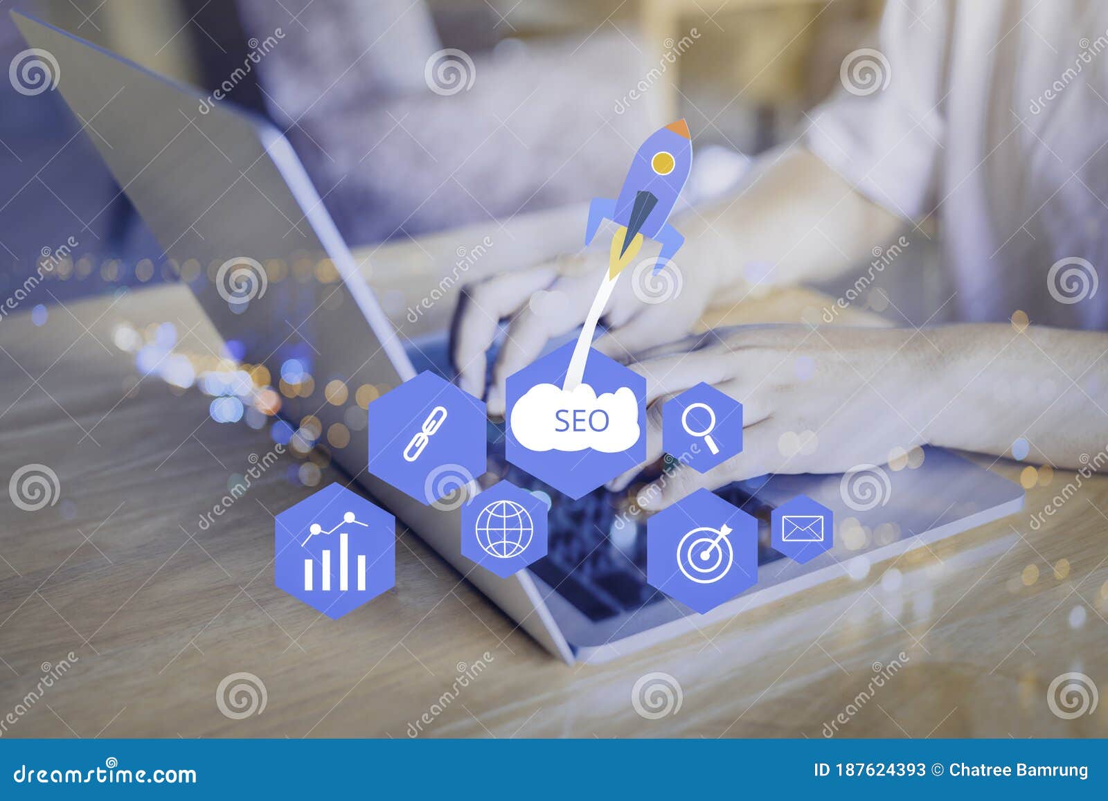 SEO Search Engine Optimization Concept with Laptop Computer. Stock ...