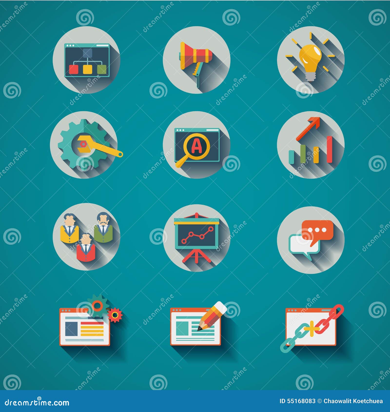 SEO Search Engine Optimization Icon Set Stock Vector - Illustration of ...