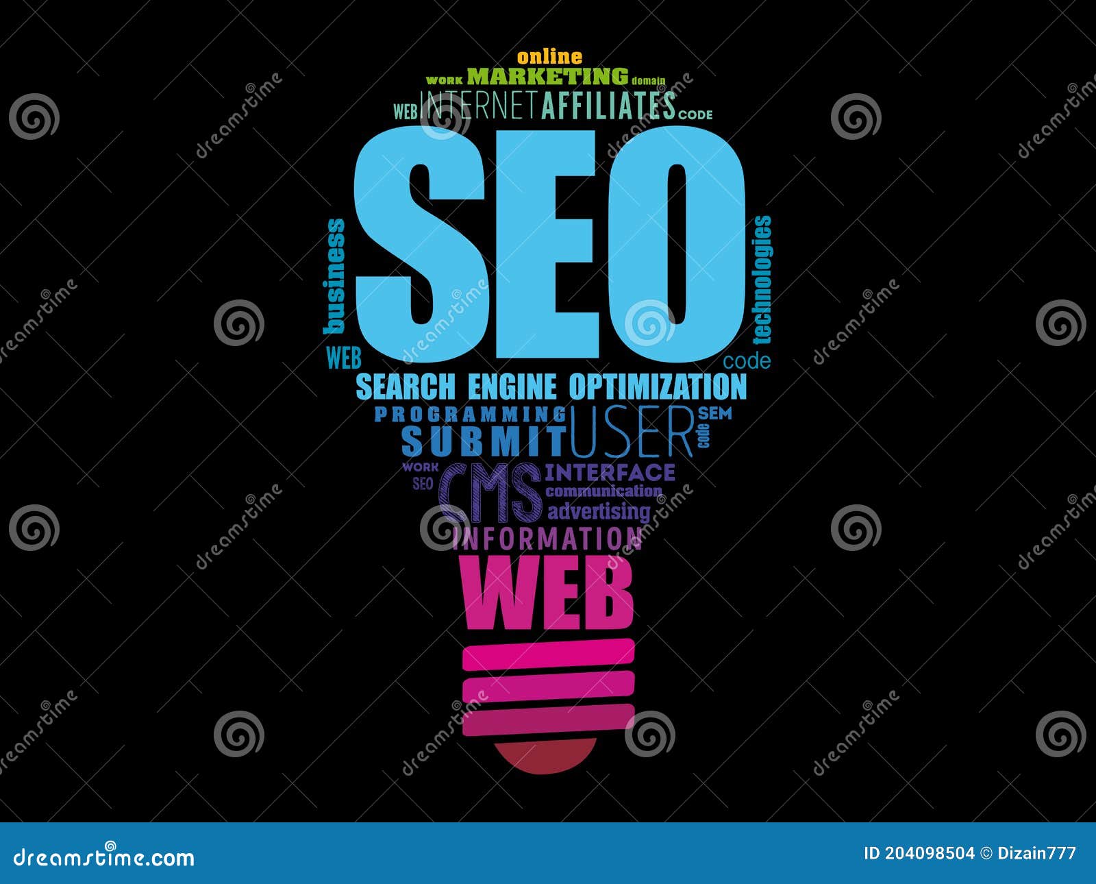 SEO (Search Engine Optimization) Light Bulb Stock Illustration ...
