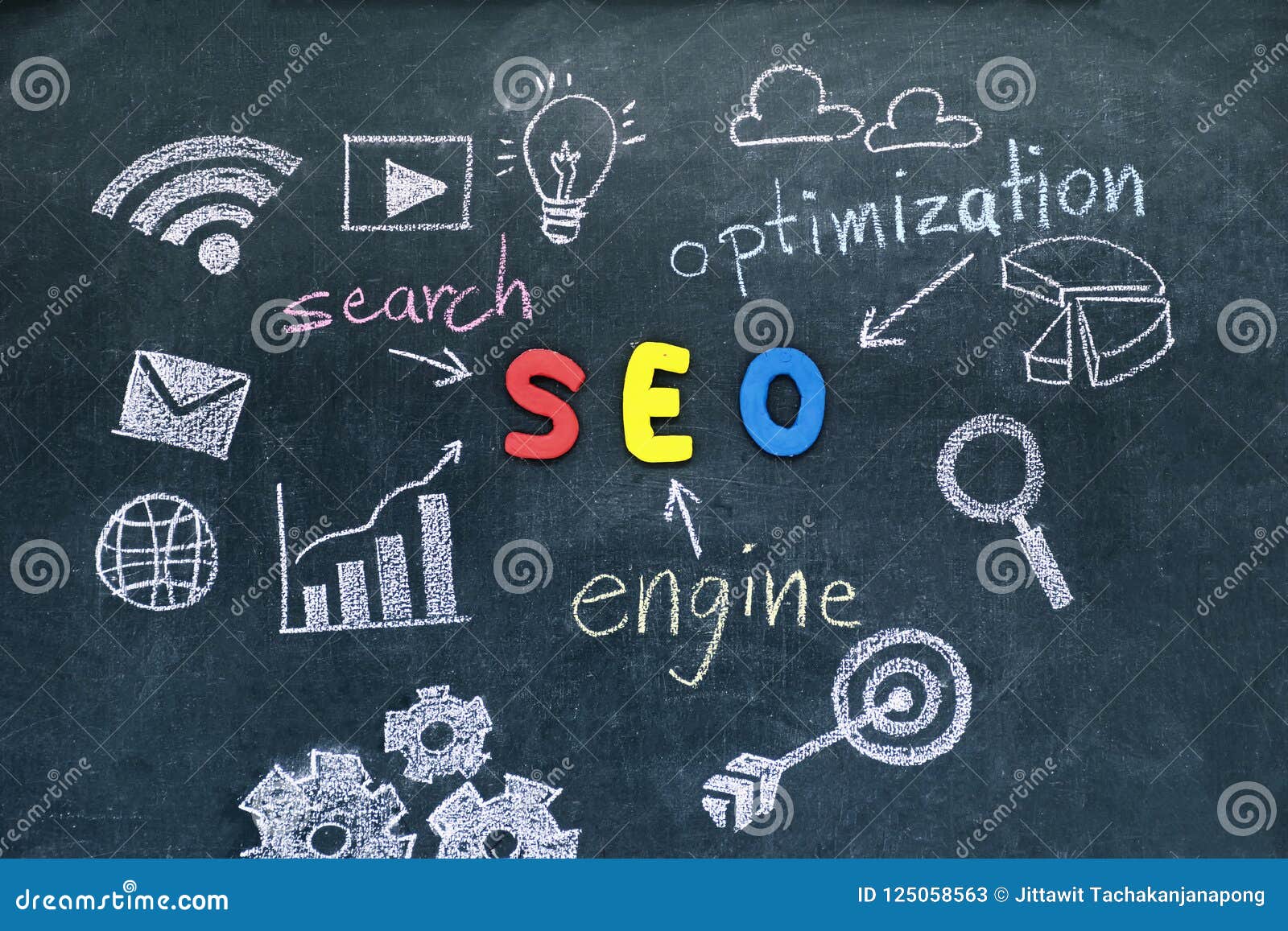 SEO, Search Engine Optimization Ranking Concept, at the Center O Stock ...